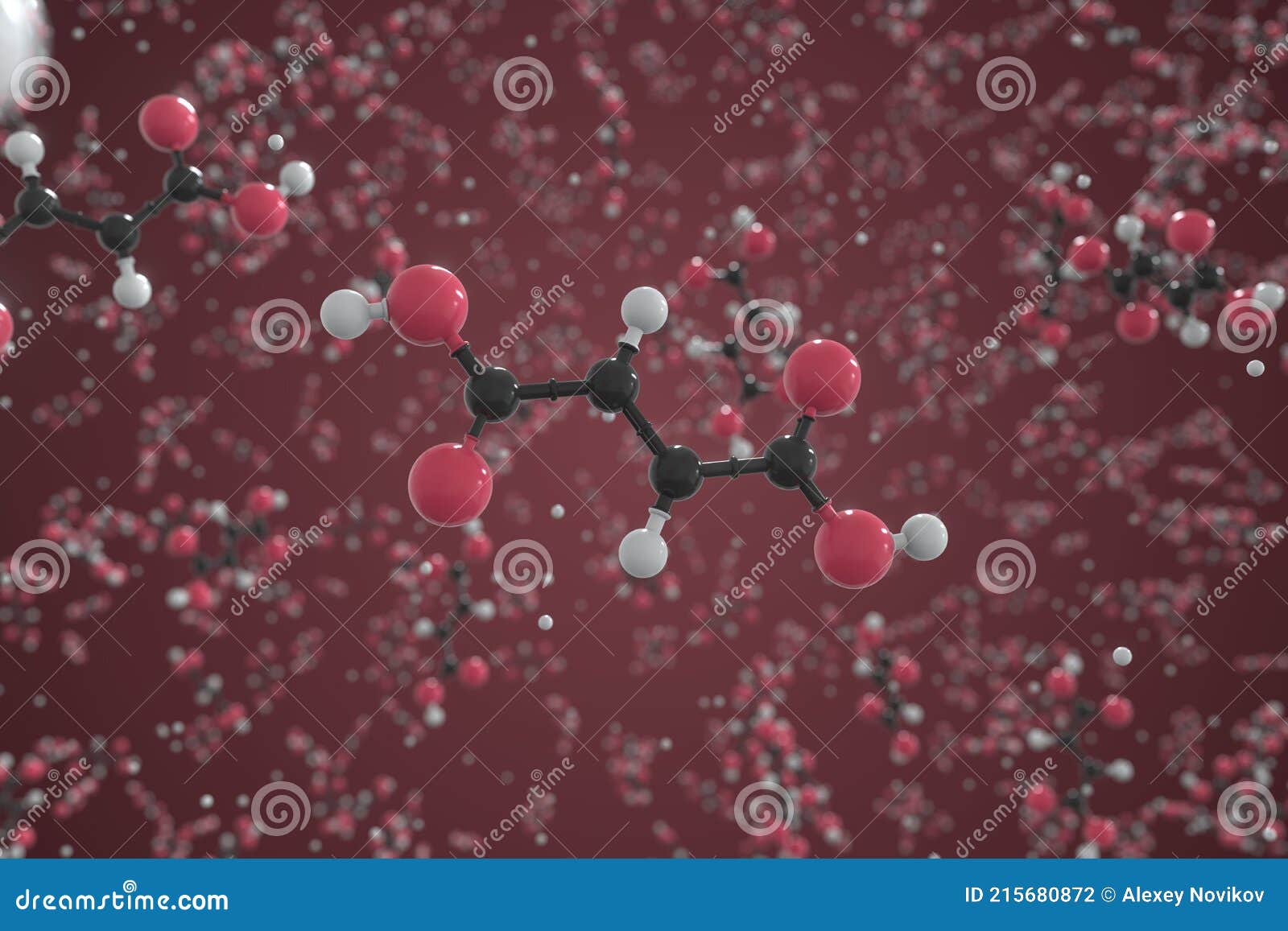 Fumaric Acid Molecule, Scientific Molecular Model, 3d Rendering Stock ...
