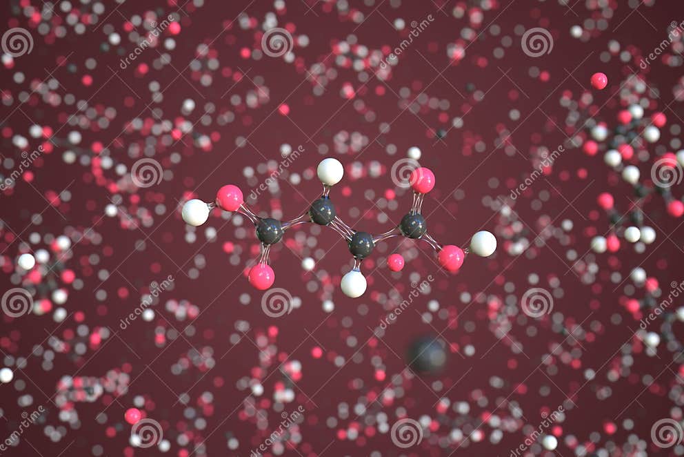 Fumaric Acid Molecule, Scientific Molecular Model, 3d Rendering Stock ...