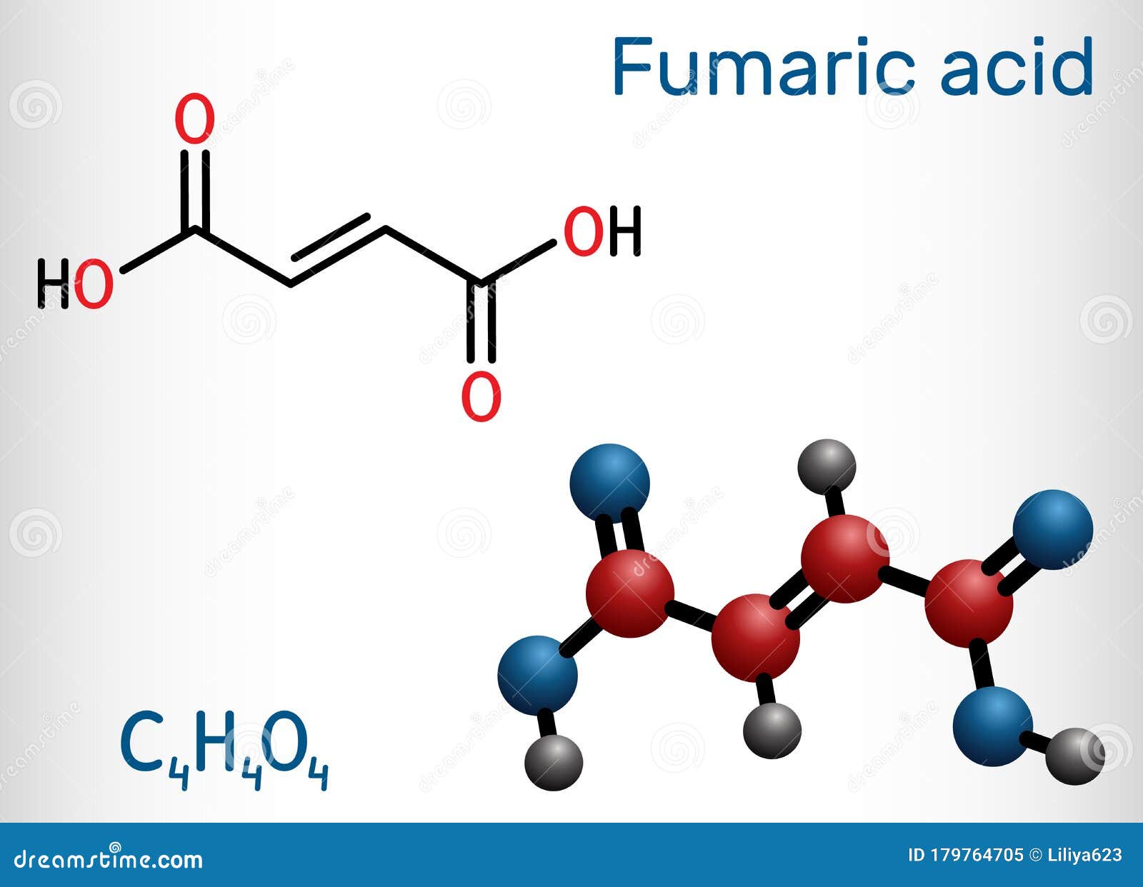 Fumarinezuur C4h4o4 Molecuul. Het is Onverzadigd Dicarbonzuur ...