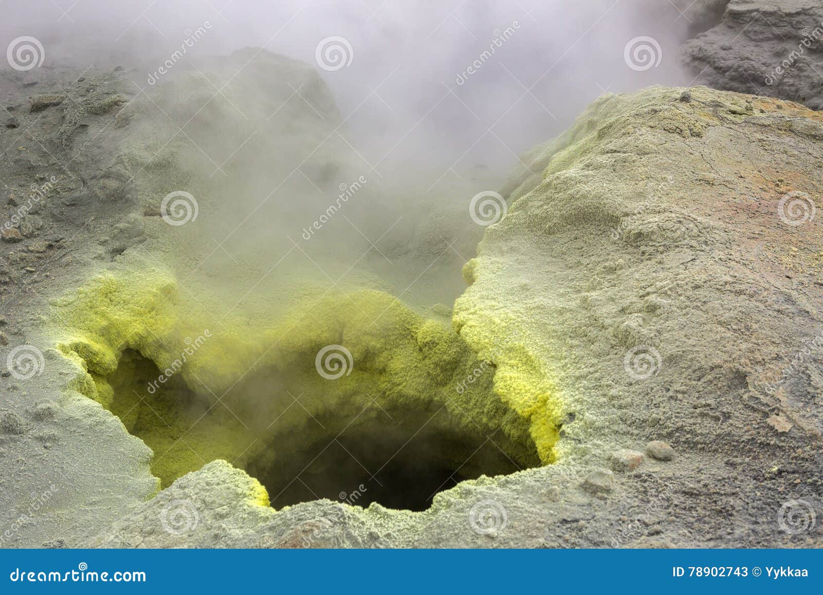Fumarole Activity in Crater of Mutnovsky Volcano. Stock Image - Image ...