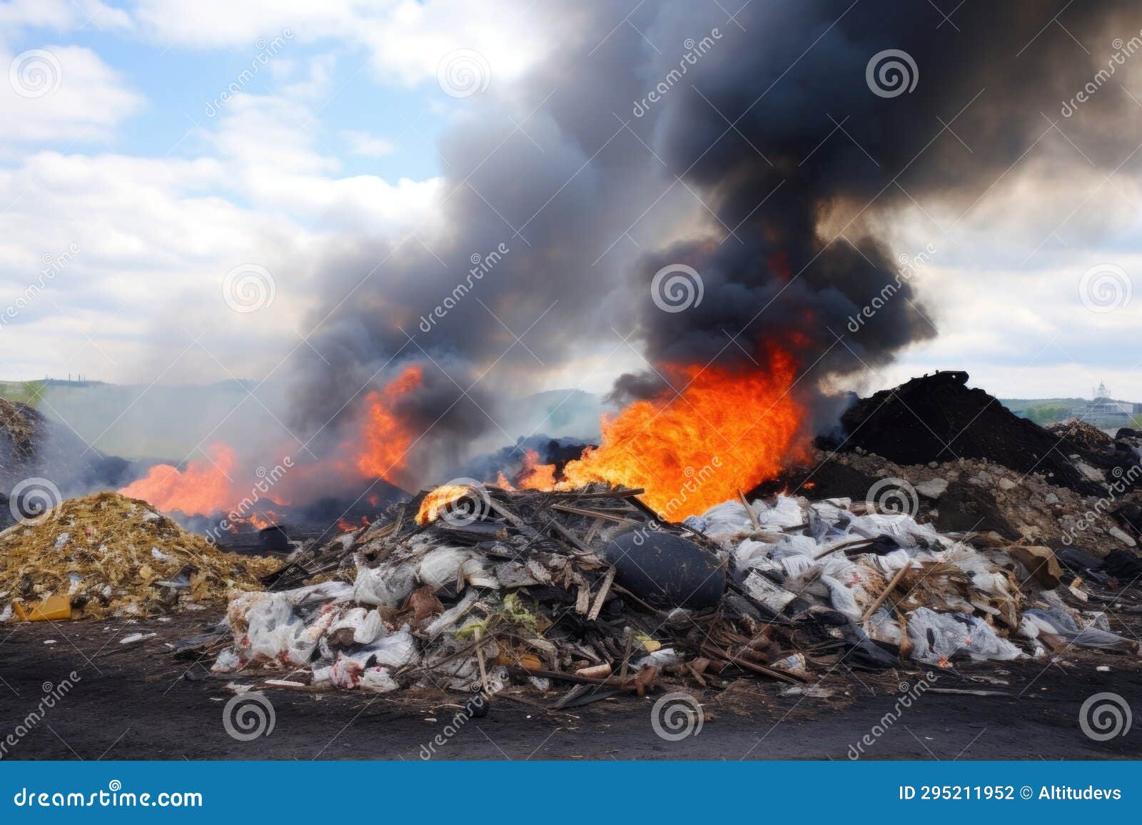 Fumes Rising from a Heap of Waste in a Landfill Stock Photo - Image of ...