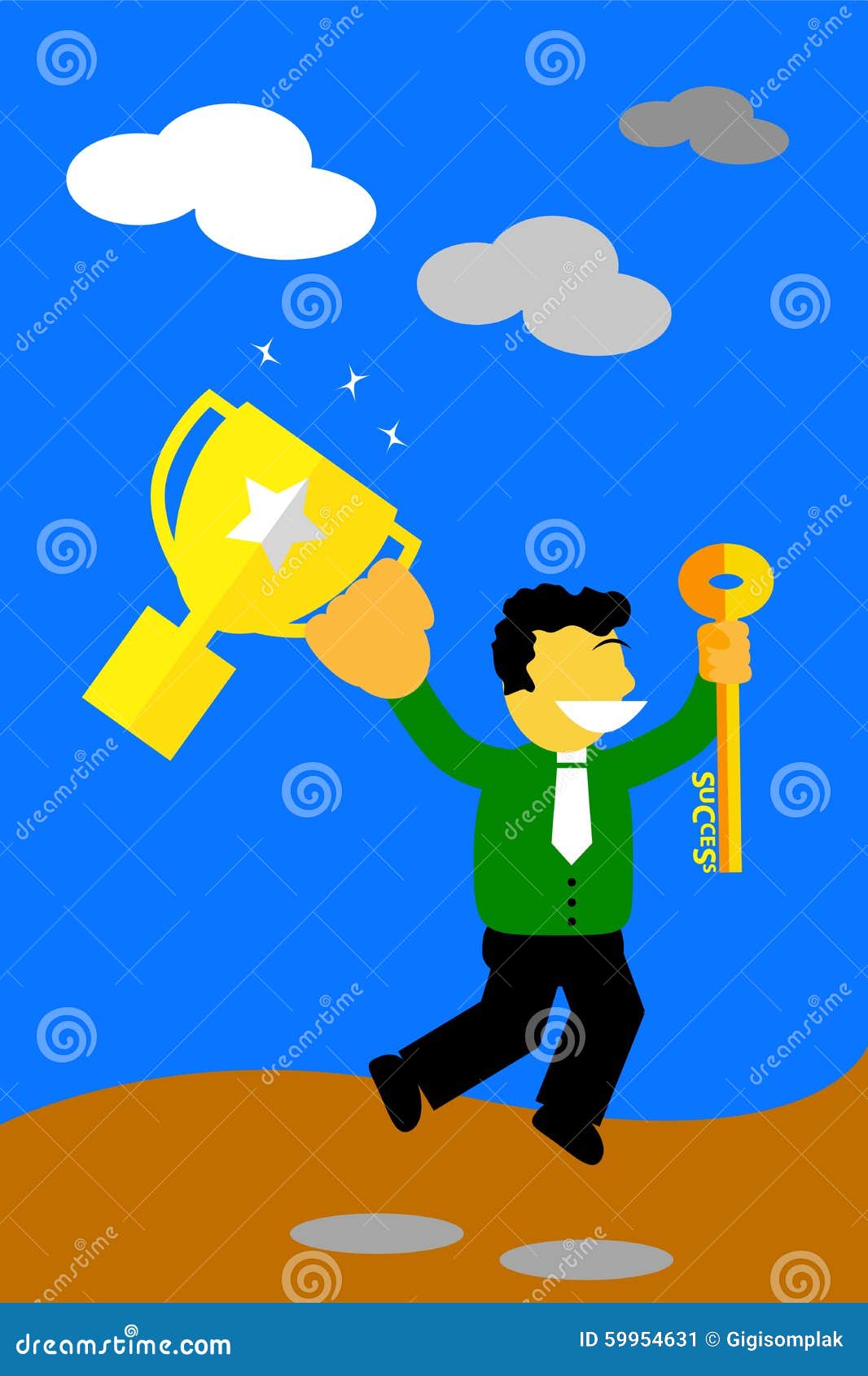 Fumetto, Il Vincitore Felice Illustrazione Vettoriale - Illustrazione ...