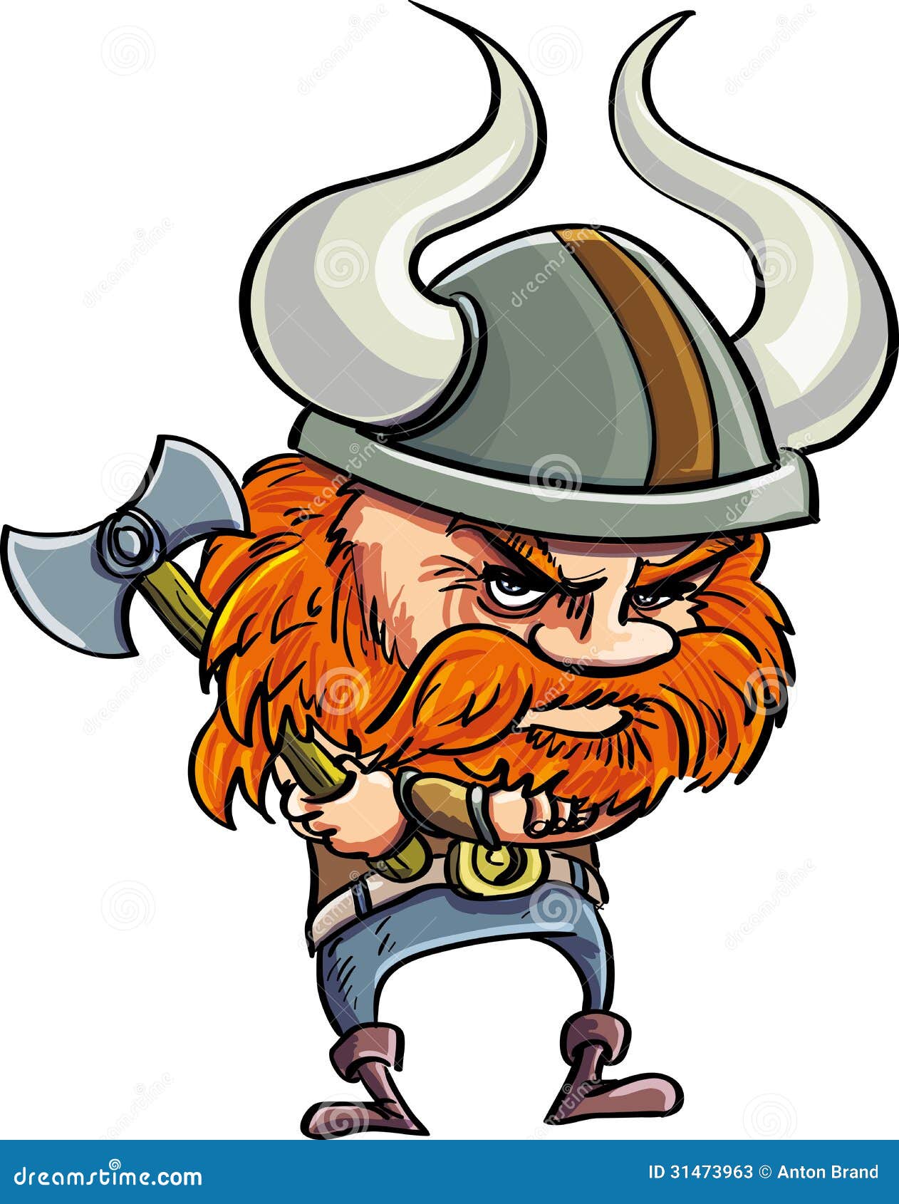 Fumetto Sveglio Vichingo Con Il Casco Corneo Illustrazione Vettoriale ...