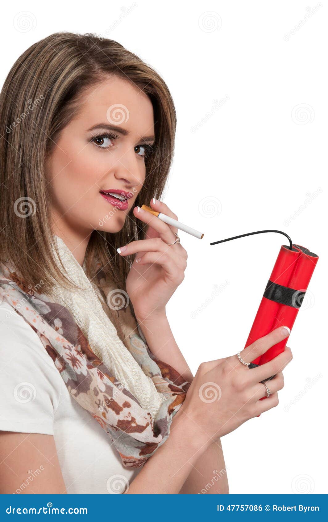 Fumeuse de femme photo stock. Image du dépendance, briquet - 47757086