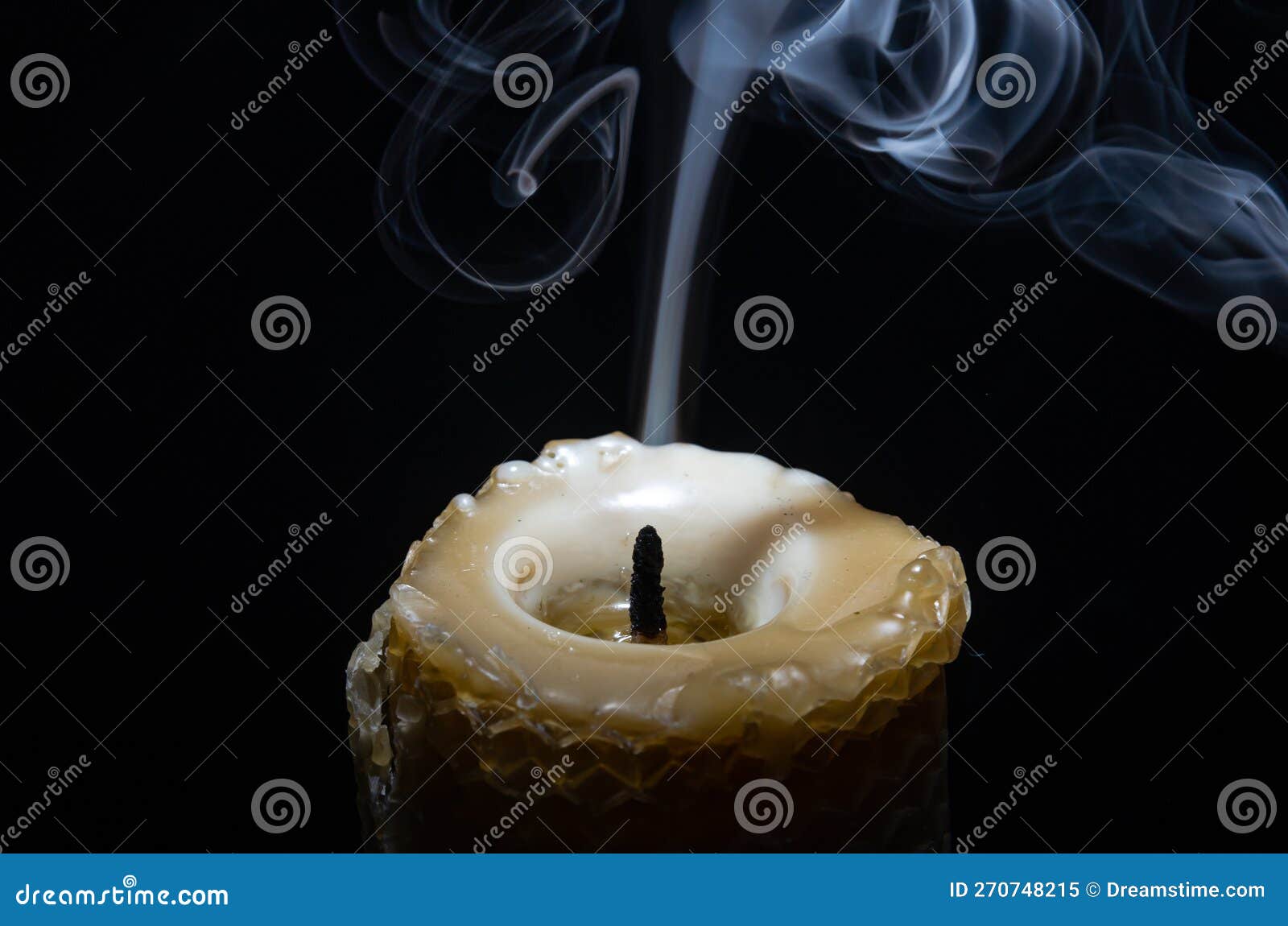 Fuming Extinguished Candle Isolated on Black Background Stock Image ...