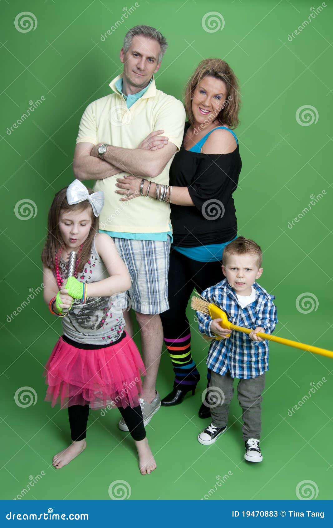 Fun 80 s Family Portrait stock image. Image of singing - 19470883