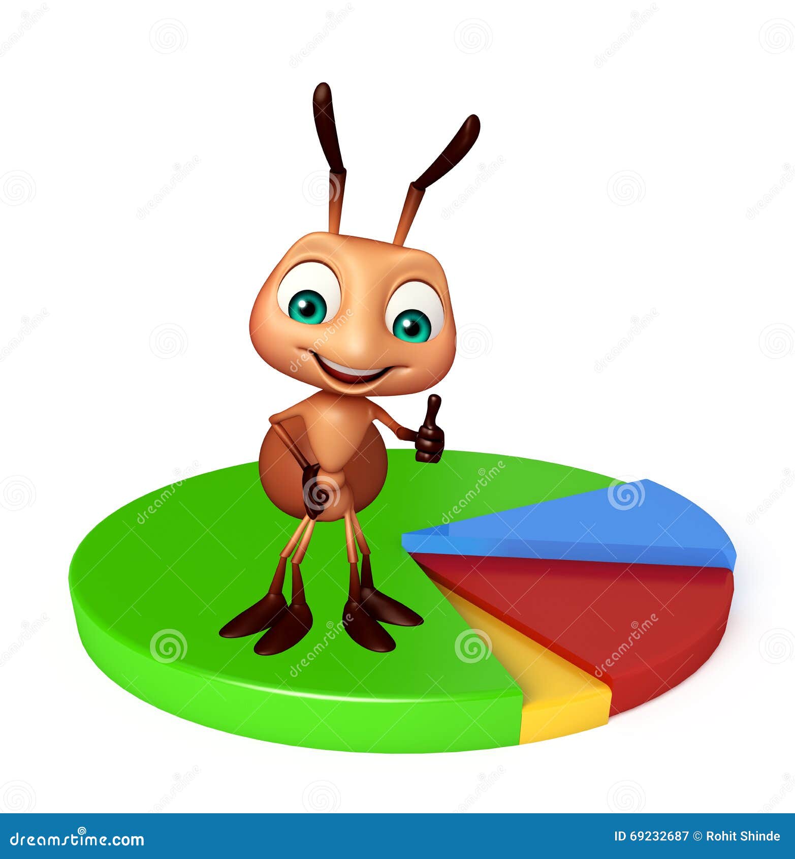 Fun Ant Cartoon Character with Circle Sign Stock Illustration ...