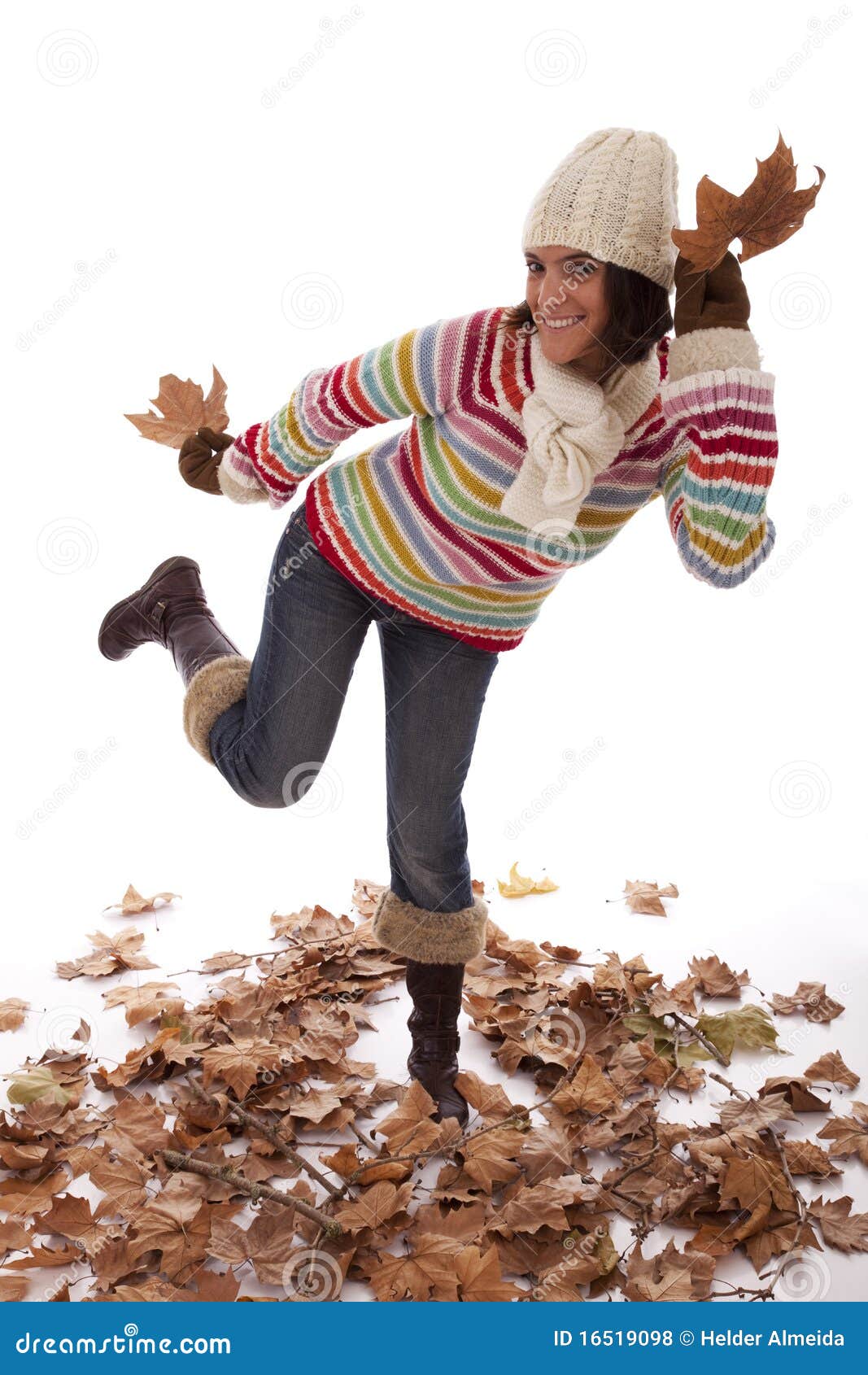 Fun at autumn season stock photo. Image of isolated, smiling - 16519098