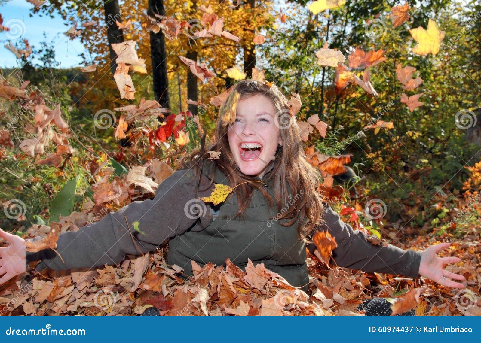 Fun during autumn stock image. Image of outdoor, woman - 60974437