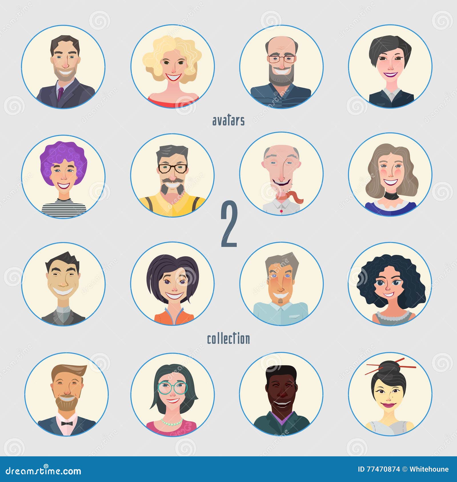 Fun avatars collection stock vector. Illustration of face - 77470874