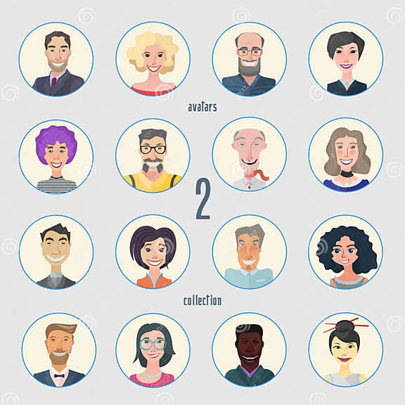 Fun avatars collection stock vector. Illustration of face - 77470874