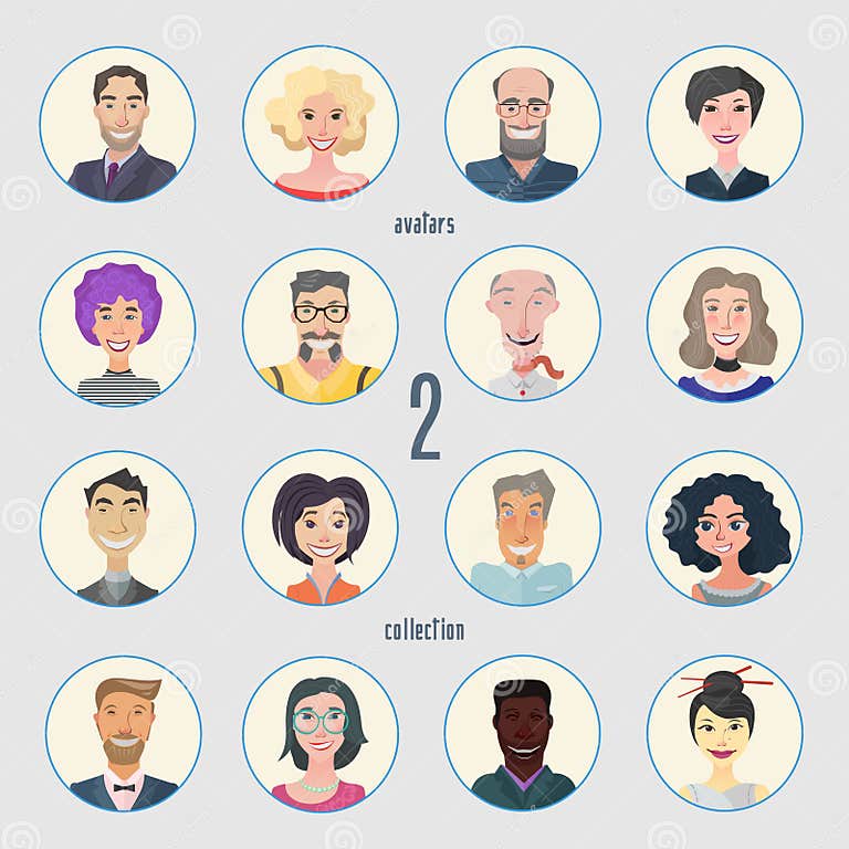 Fun avatars collection stock vector. Illustration of face - 77470874