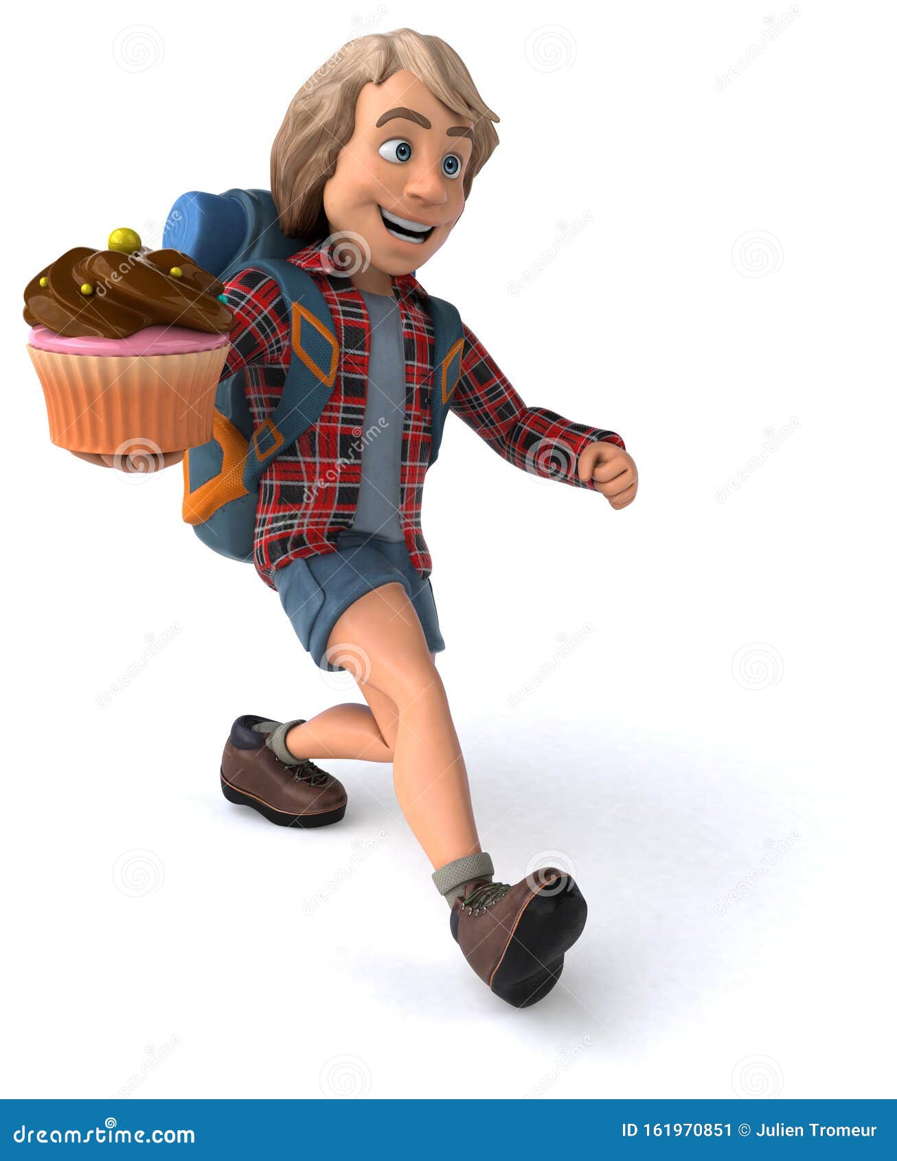 Fun backpacker cartoon guy stock illustration. Illustration of activity ...