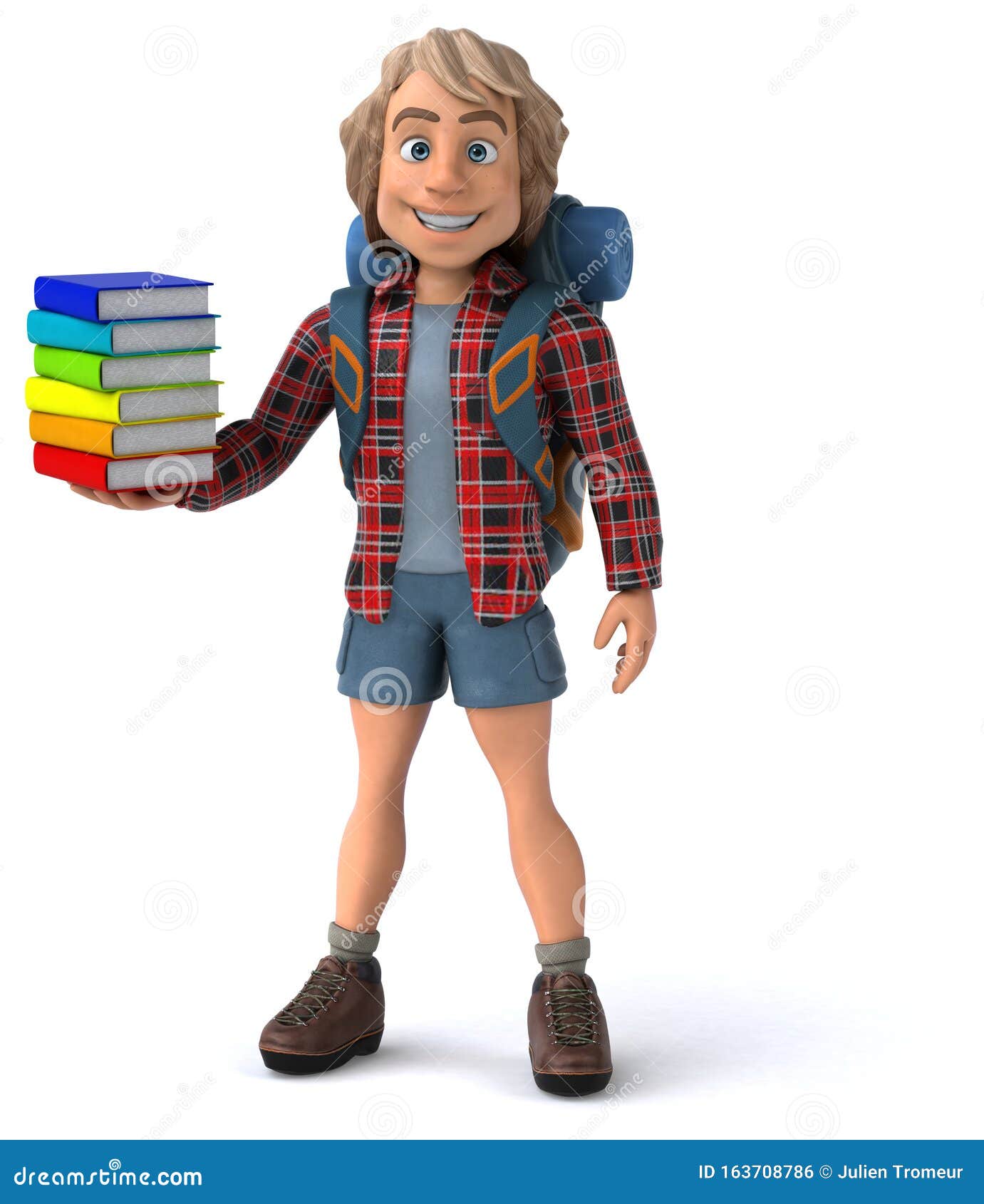 Fun backpacker cartoon guy stock illustration. Illustration of cartoon ...