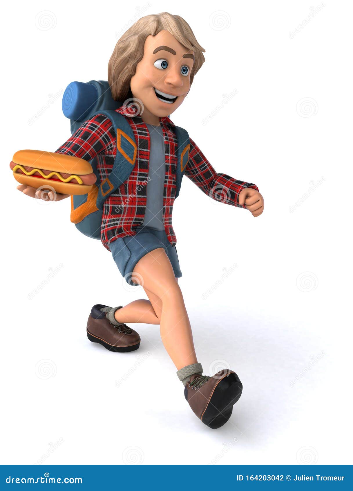 Fun backpacker cartoon guy stock illustration. Illustration of trek ...