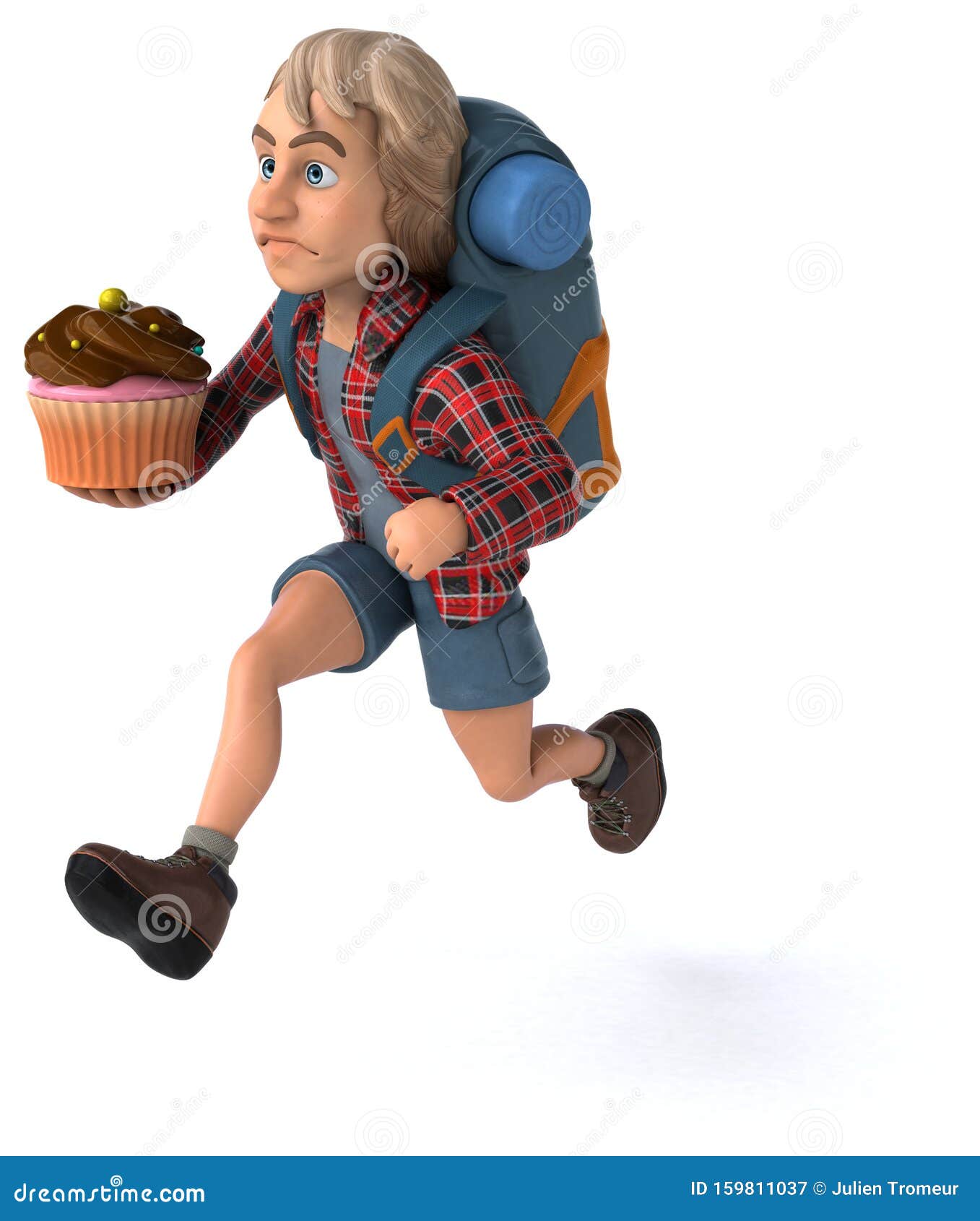 Fun backpacker cartoon guy stock illustration. Illustration of healthy ...