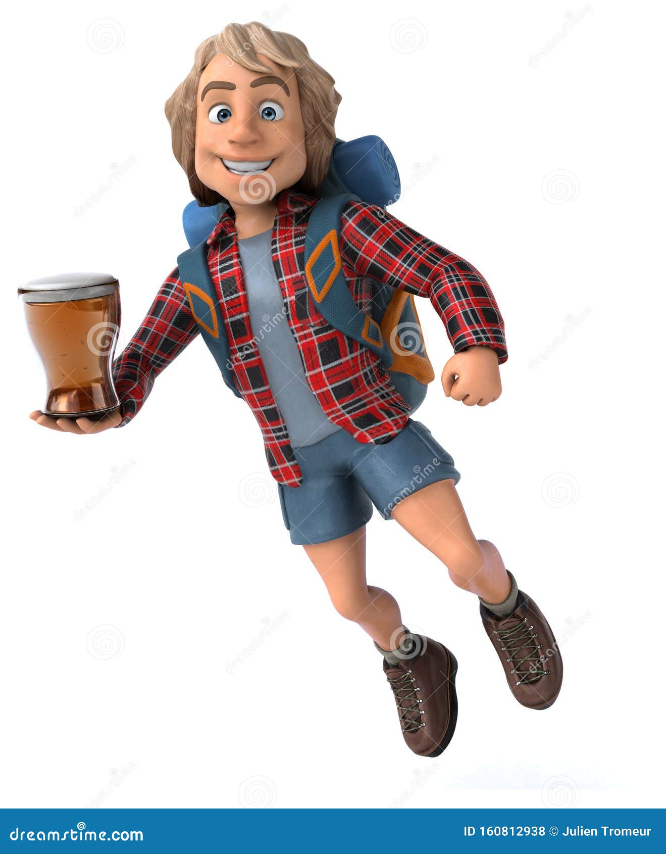 Fun backpacker cartoon guy stock illustration. Illustration of ...