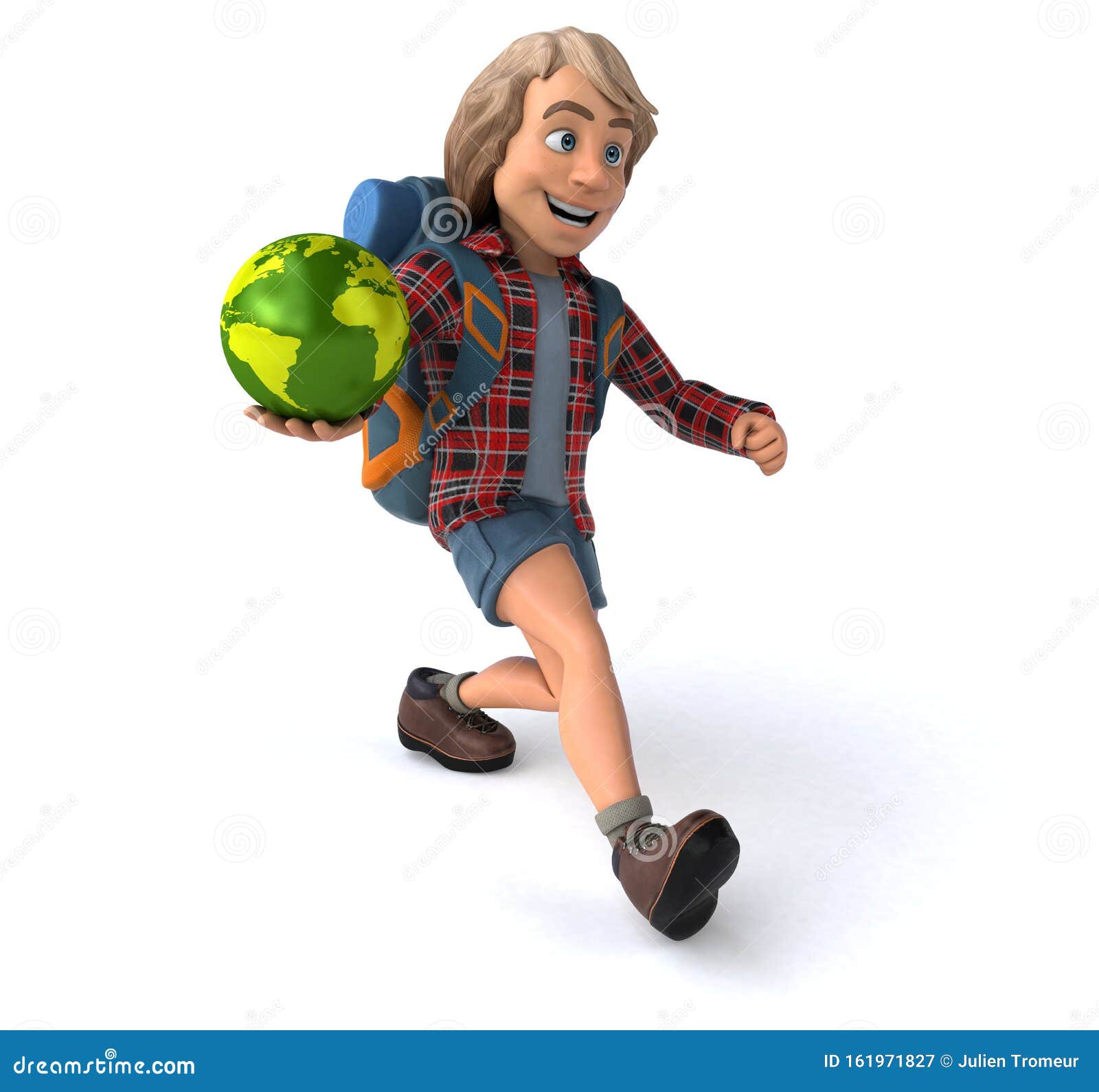 Fun backpacker cartoon guy stock illustration. Illustration of vacation ...