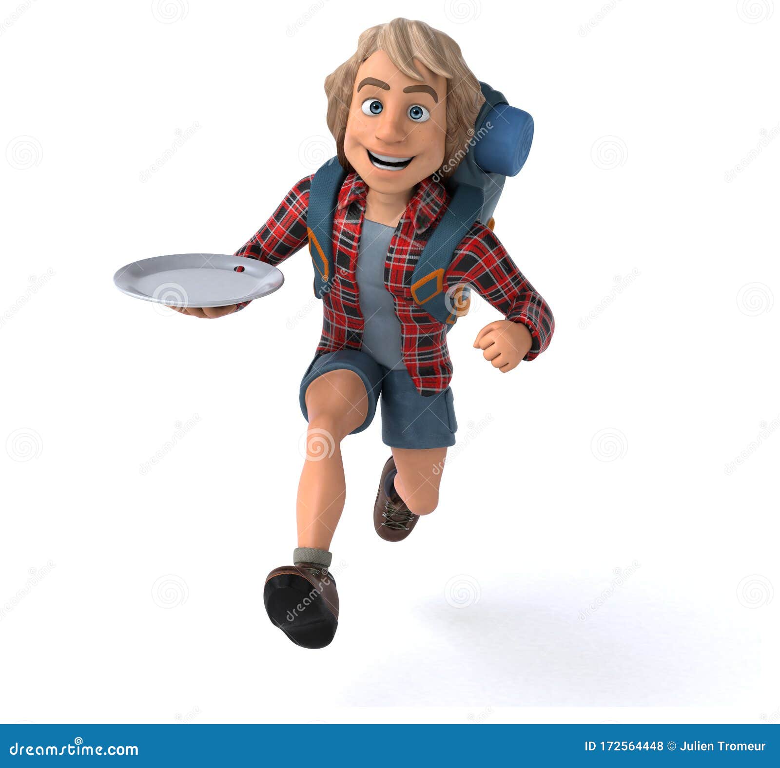 Fun backpacker cartoon guy stock illustration. Illustration of ...