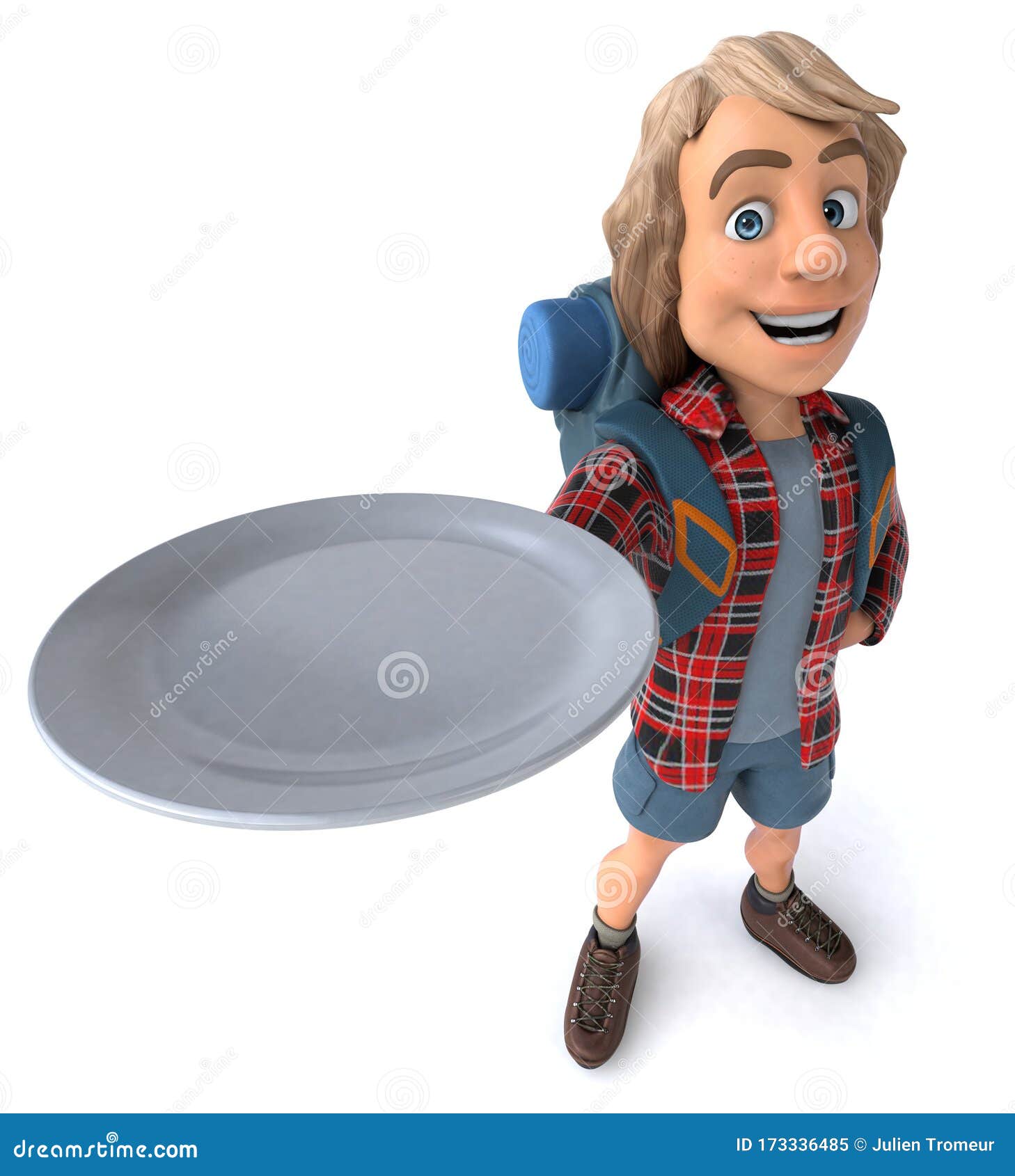 Fun backpacker cartoon guy stock illustration. Illustration of trail ...