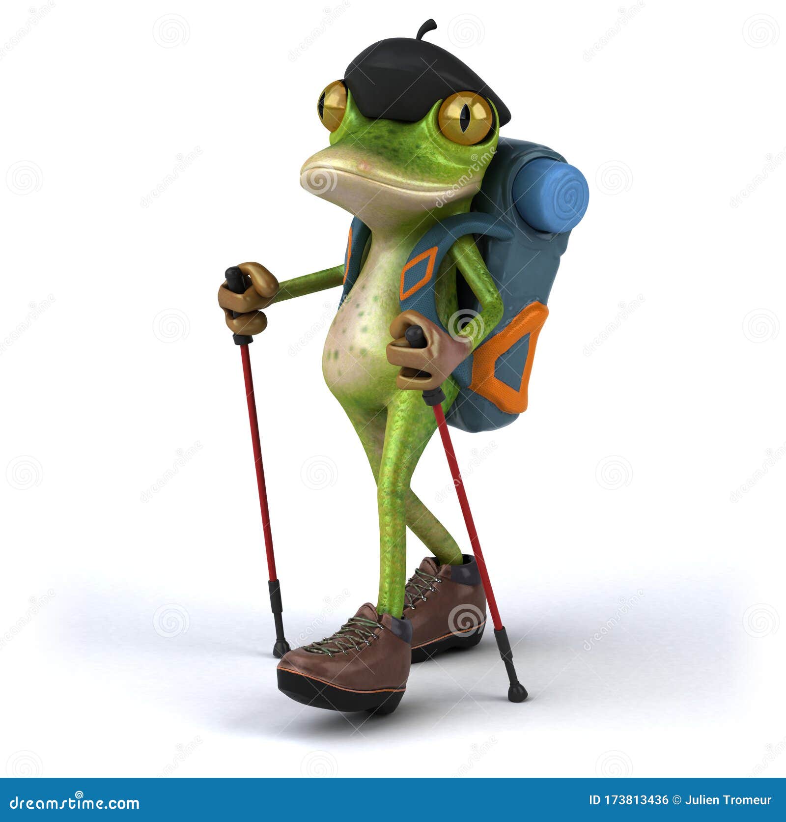 Fun Backpacker Frog - 3D Illustration Stock Illustration - Illustration ...