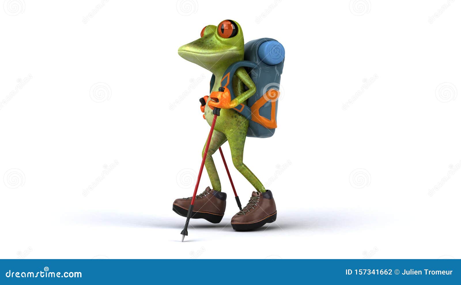 Fun Backpacker Frog Walking - 3D Animation Stock Footage - Video of ...