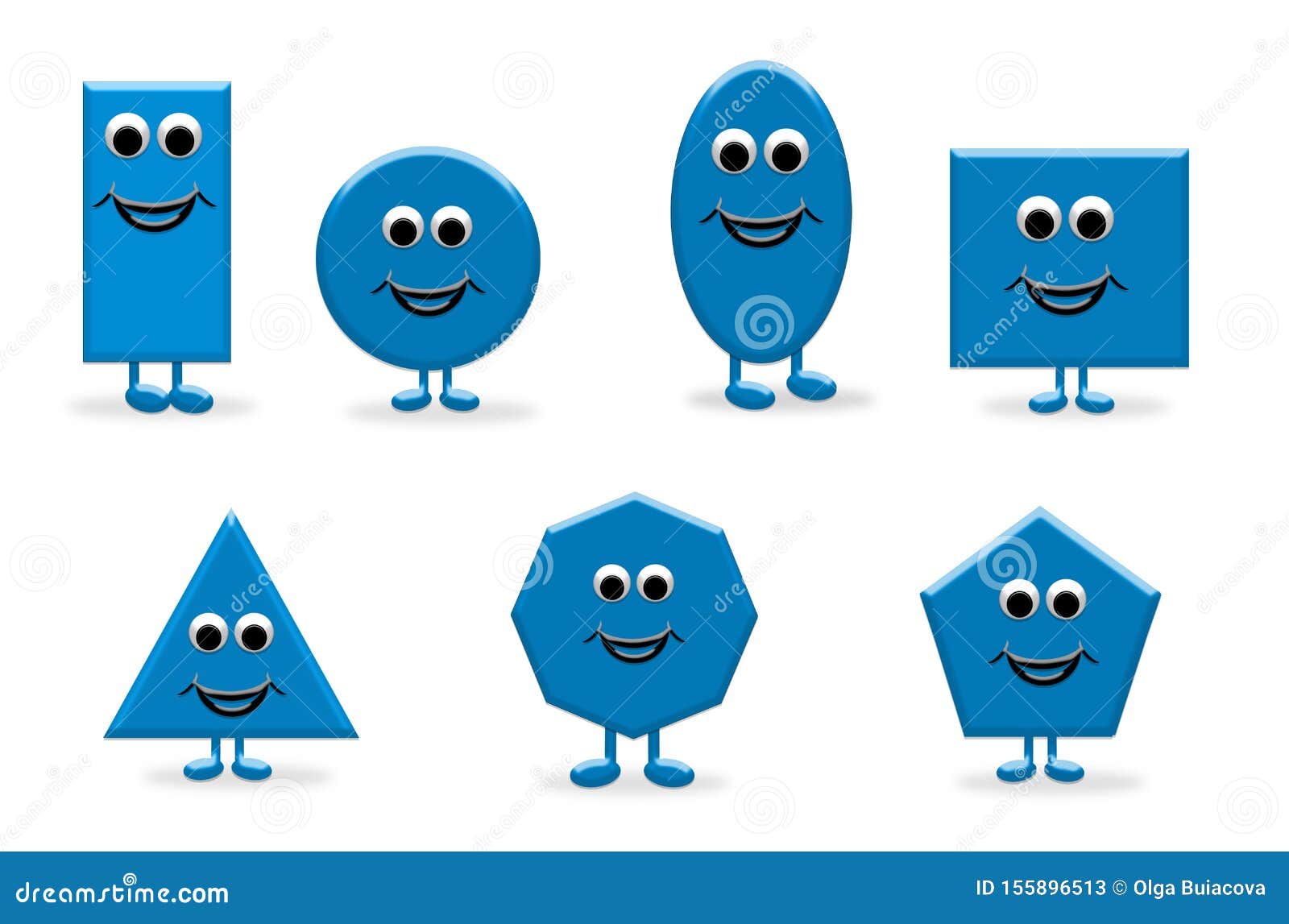 Fun Basic Shapes. Set of Fun Educational Shapes. Geometric Figures of ...
