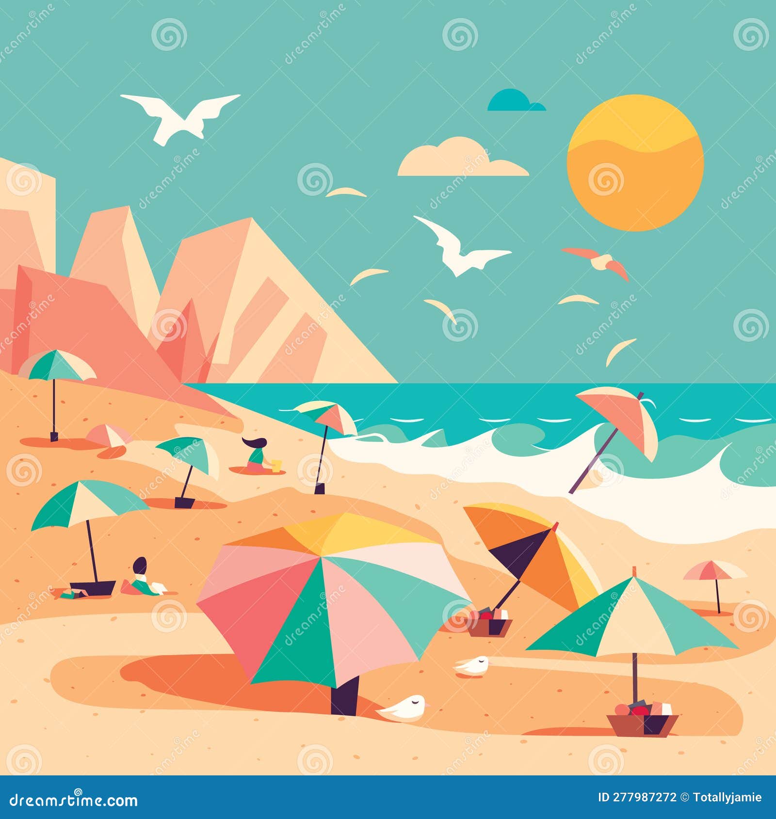 Fun Beach Illustration stock photo. Image of vacation - 277987272