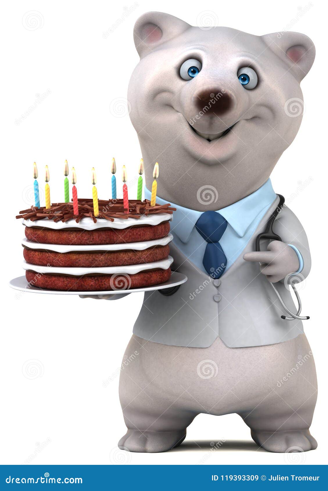 Fun bear - 3D Illustration stock illustration. Illustration of birthday ...