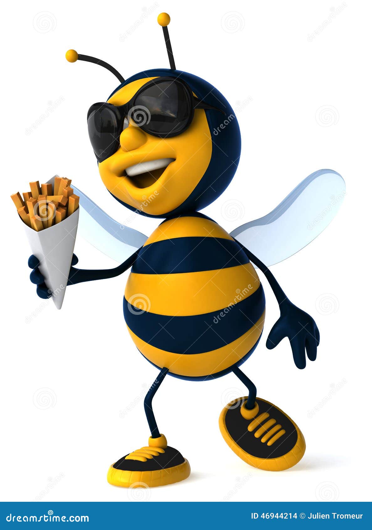 Fun bee stock illustration. Illustration of golden, cartoon - 46944214