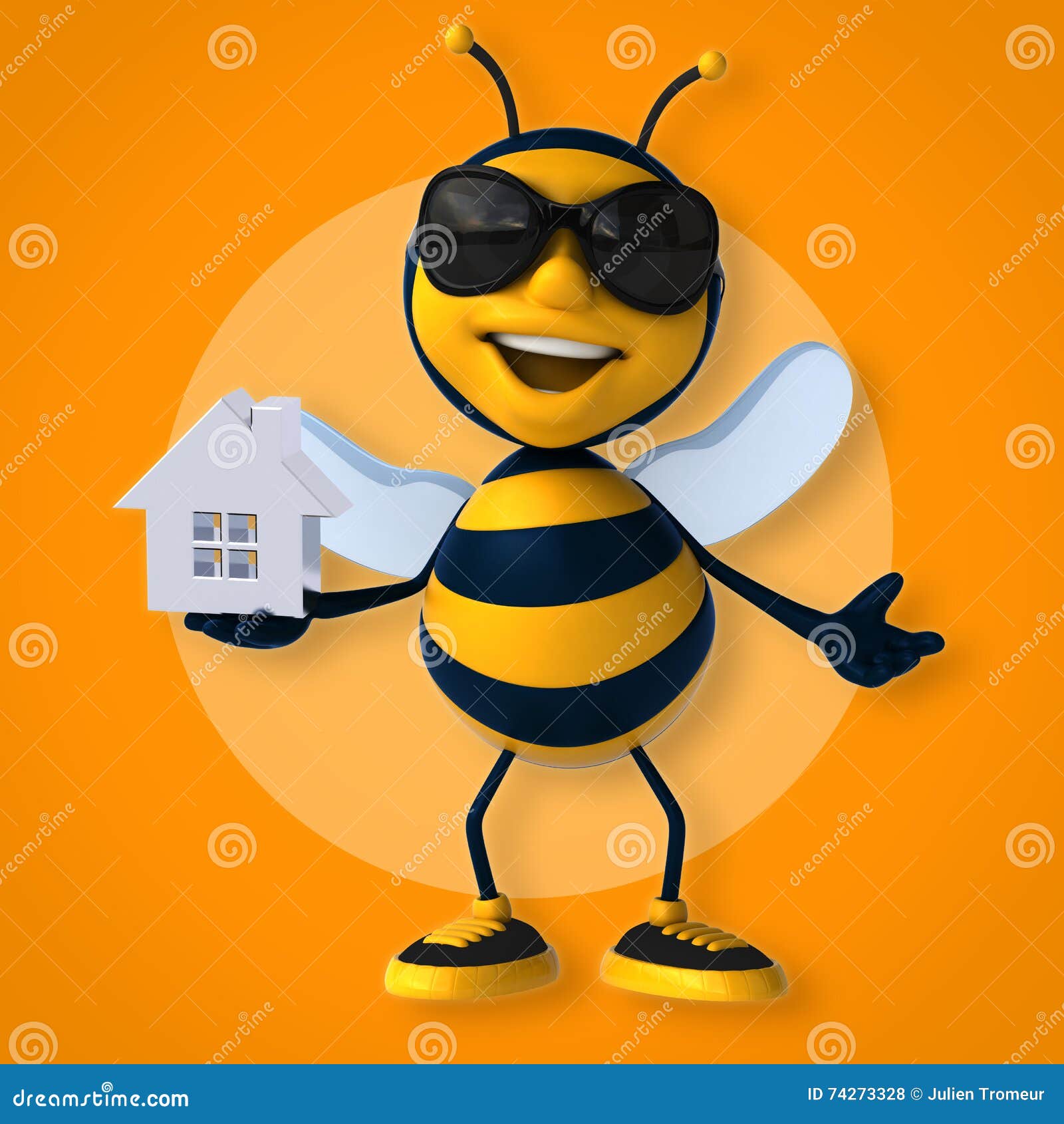 Fun bee stock illustration. Illustration of isolated - 74273328