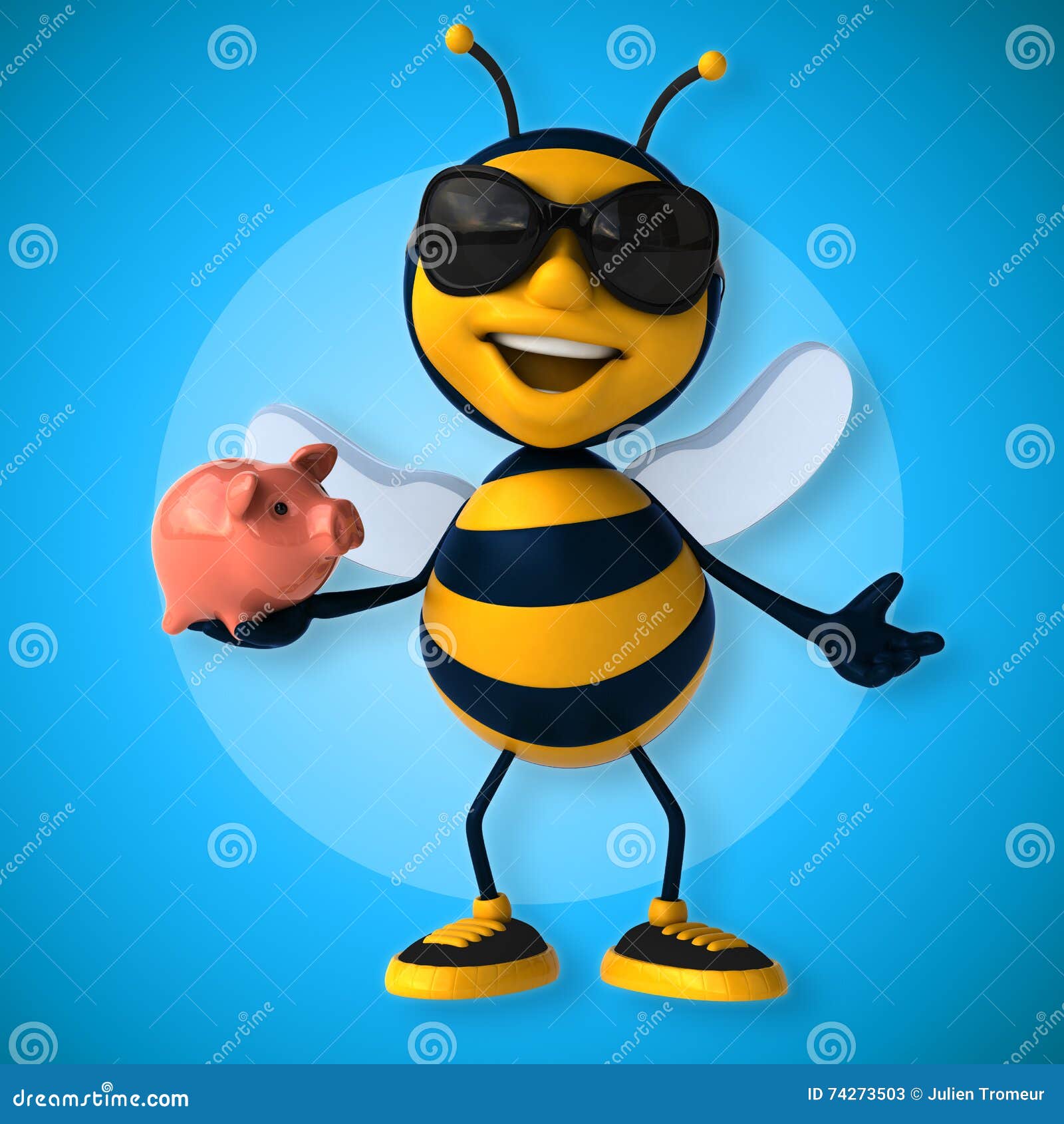 Fun bee stock illustration. Illustration of honey, bank - 74273503