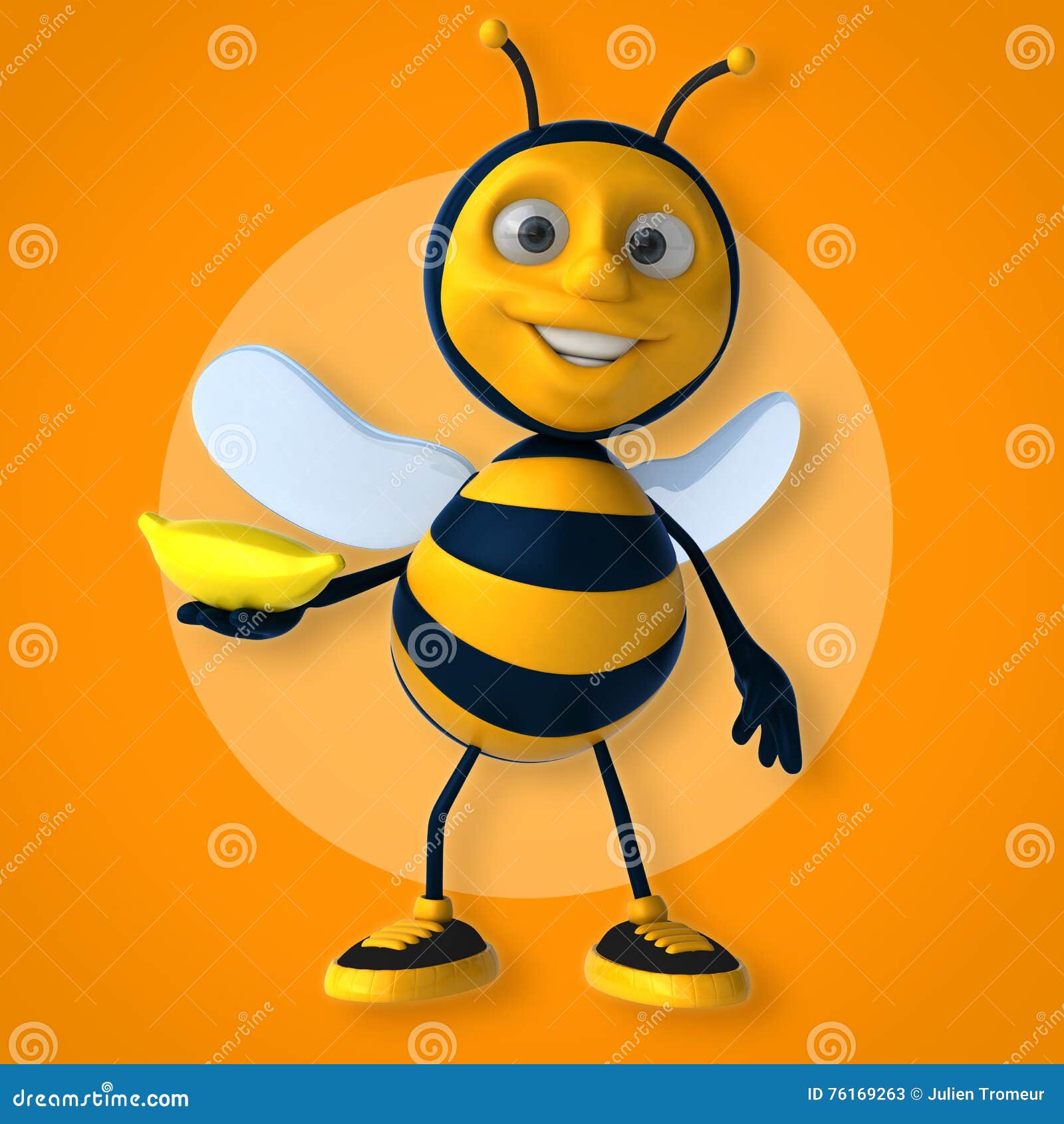 Fun bee stock illustration. Illustration of animal, yellow - 76169263
