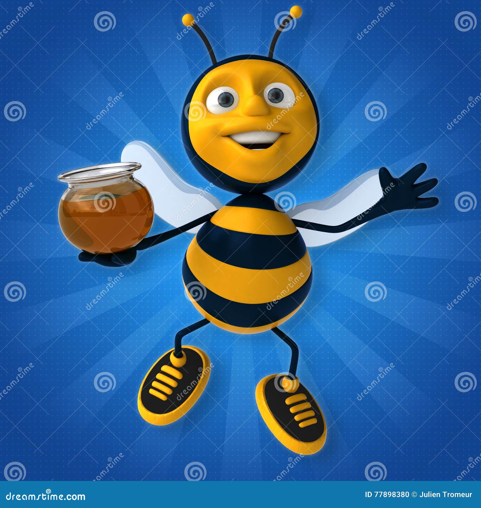 Fun bee stock illustration. Illustration of sting, worker - 77898380