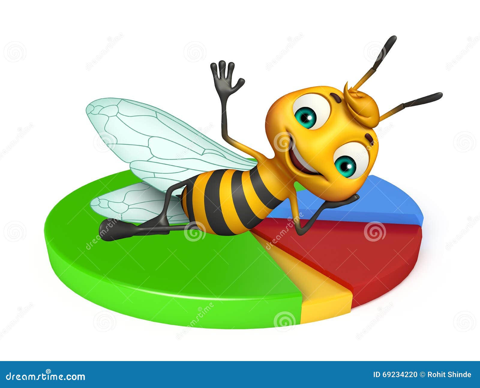 Fun Bee Cartoon Character with Circle Sign Stock Illustration ...