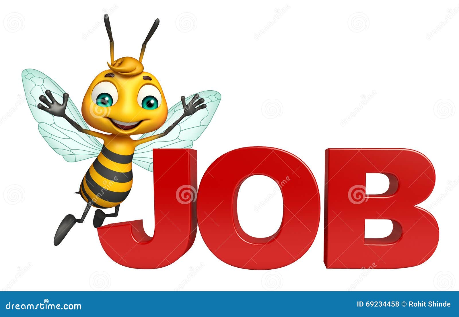 Fun Bee Cartoon Character with Job Stock Illustration - Illustration of ...