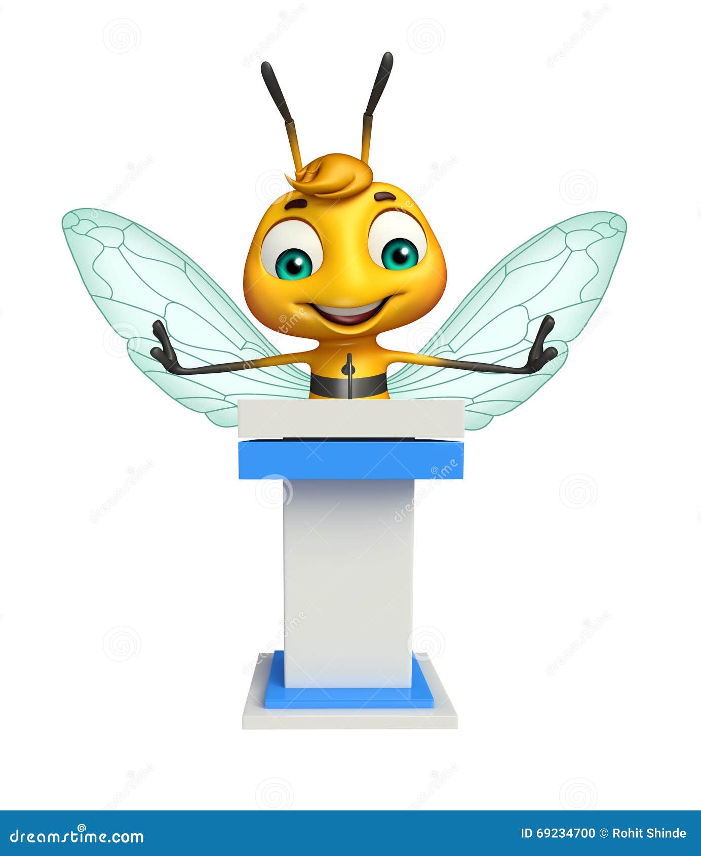 Fun Bee Cartoon Character with Speech Stage Stock Illustration ...