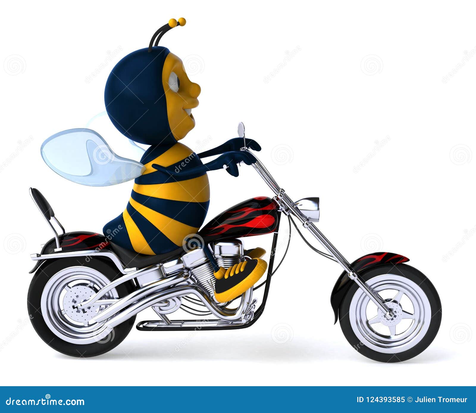 Fun bee - 3D Illustration stock illustration. Illustration of motorbike ...