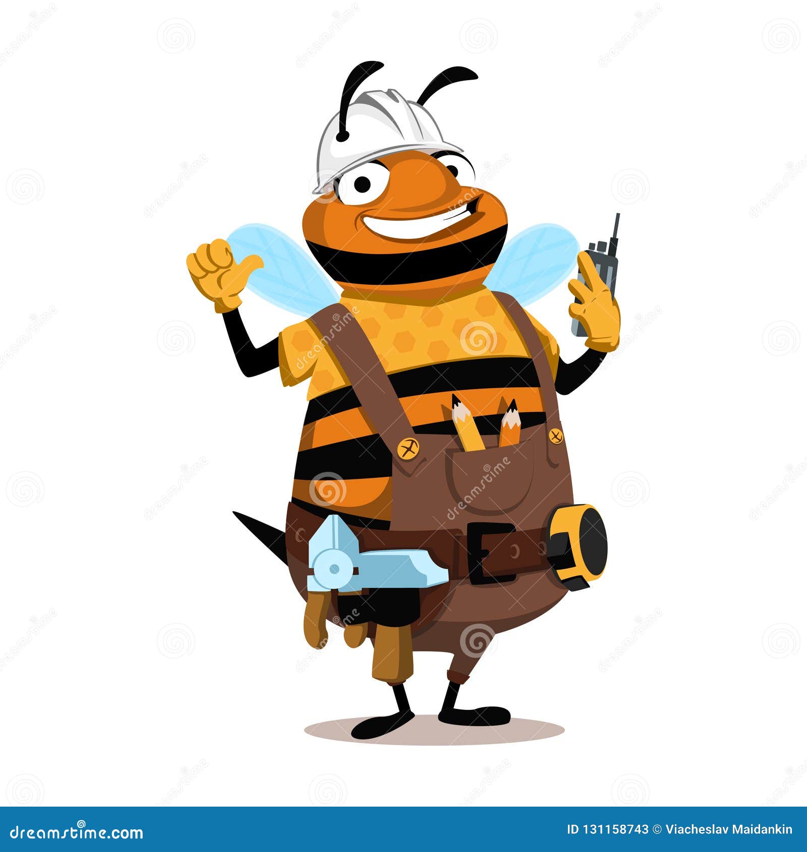 Fun Bee Foreman stock vector. Illustration of happy - 131158743