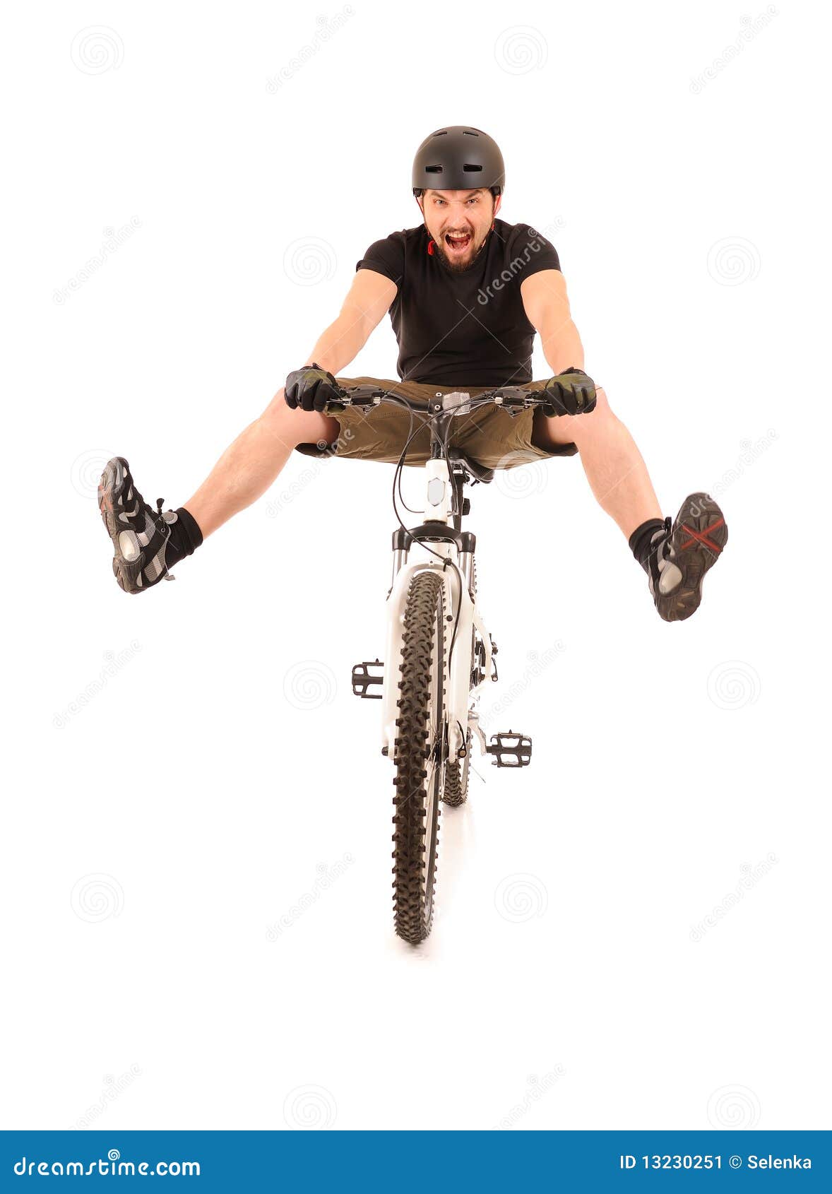 Fun bicyclist on white stock image. Image of bicycling - 13230251