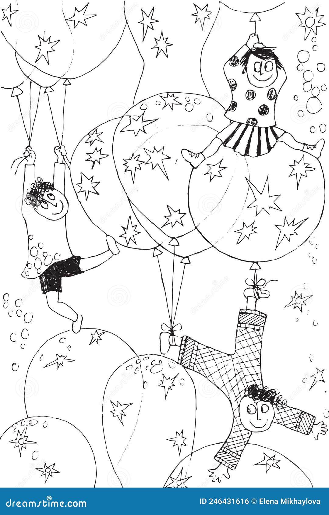 Fun Birthday Party Line Drawings Stock Vector - Illustration of drawn ...