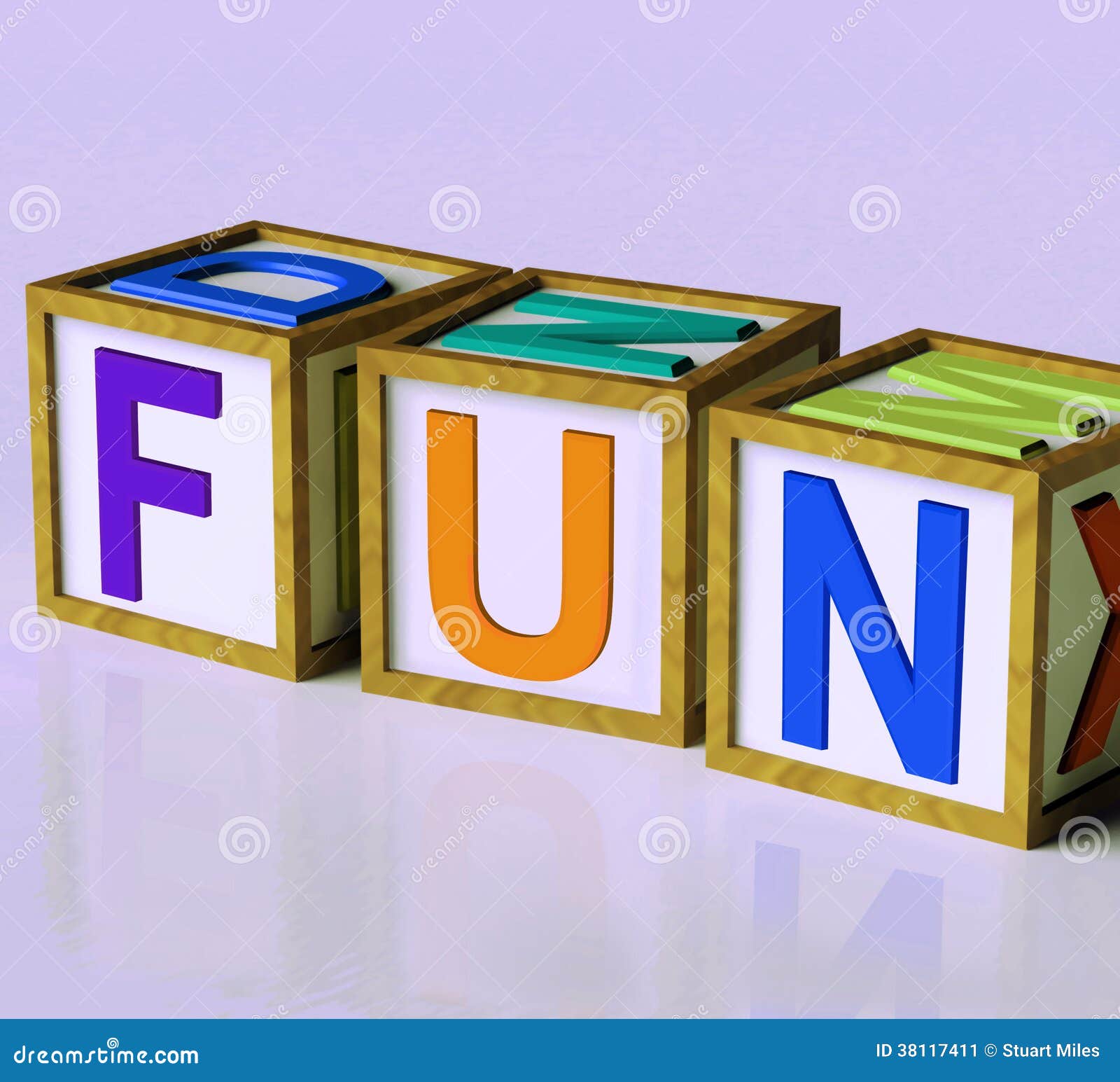 Fun Blocks Mean Joy Pleasure and Excitement Stock Illustration ...