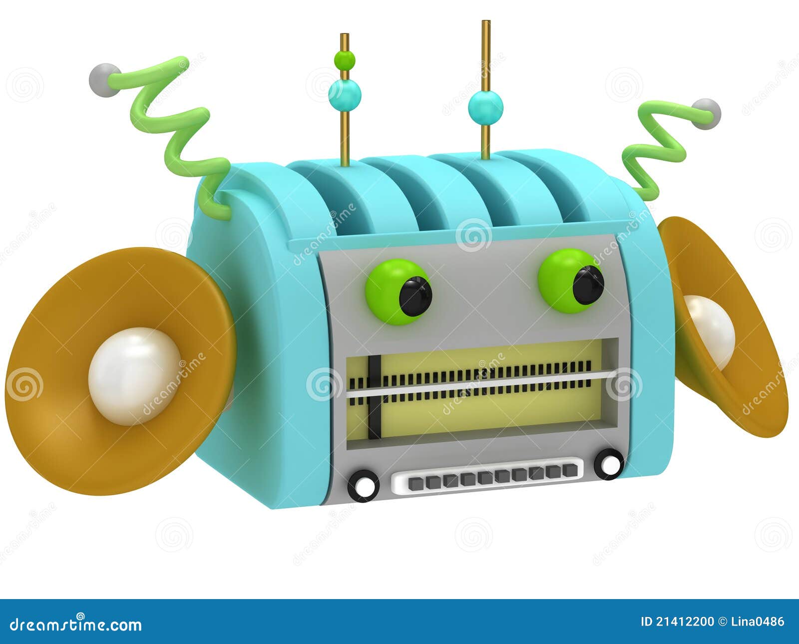 Fun blue cartoon radio stock illustration. Illustration of object ...