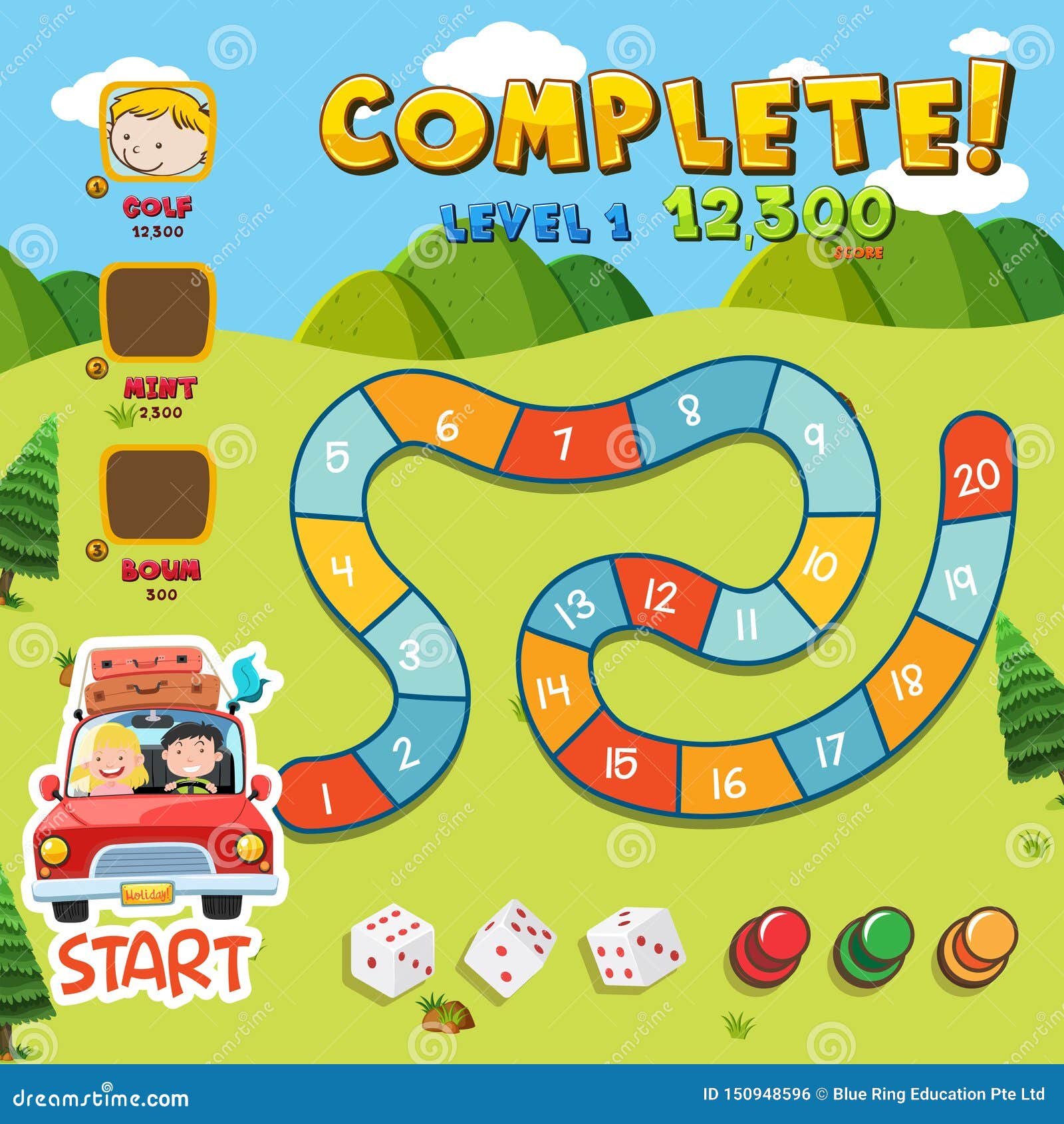 A fun boardgame template stock vector. Illustration of number - 150948596