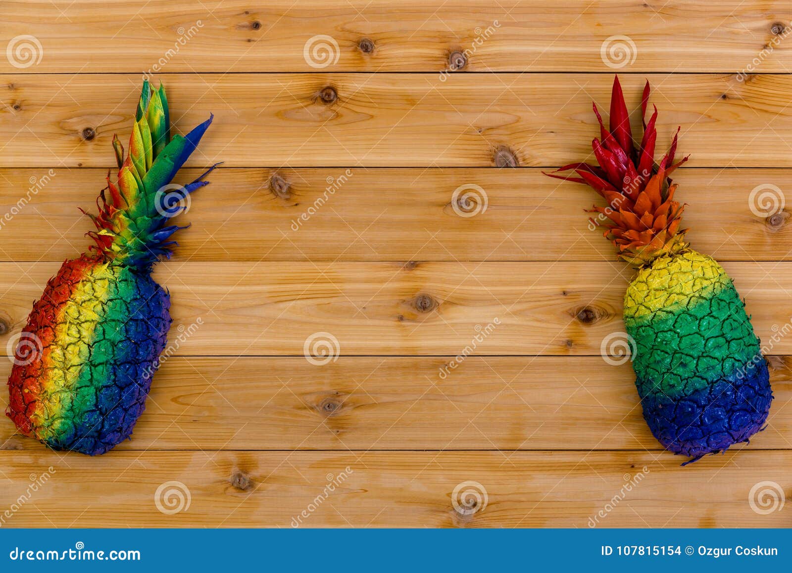 Fun Bright Rainbow Colored Pineapples Stock Photo - Image of couple ...