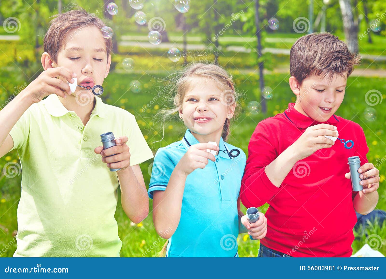 Fun with bubbles stock image. Image of summertime, group - 56003981