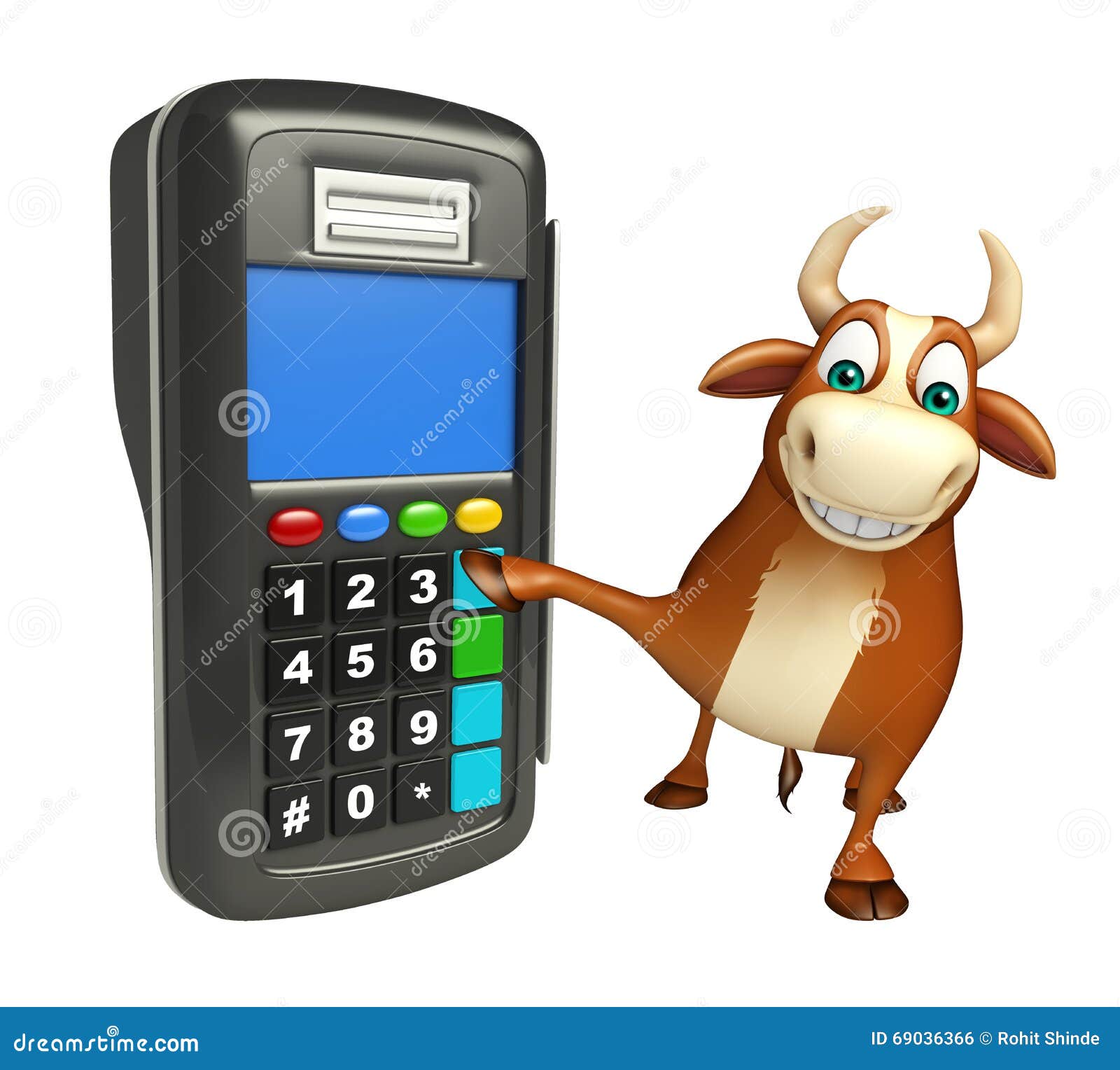 Fun Bull Cartoon Character with Swap Machine Stock Illustration ...
