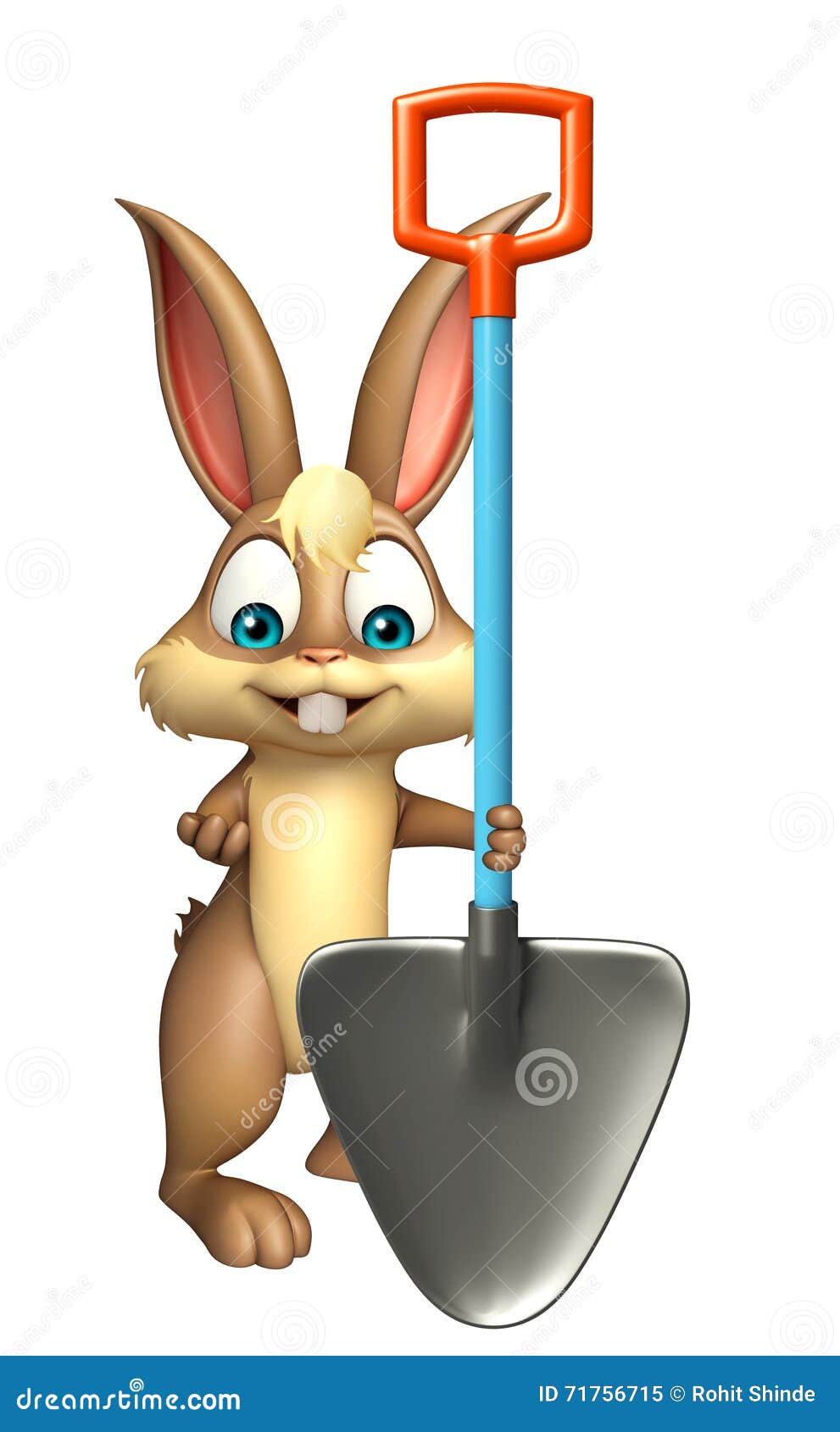 Fun Bunny Cartoon Character with Digging Shovel Stock Illustration ...