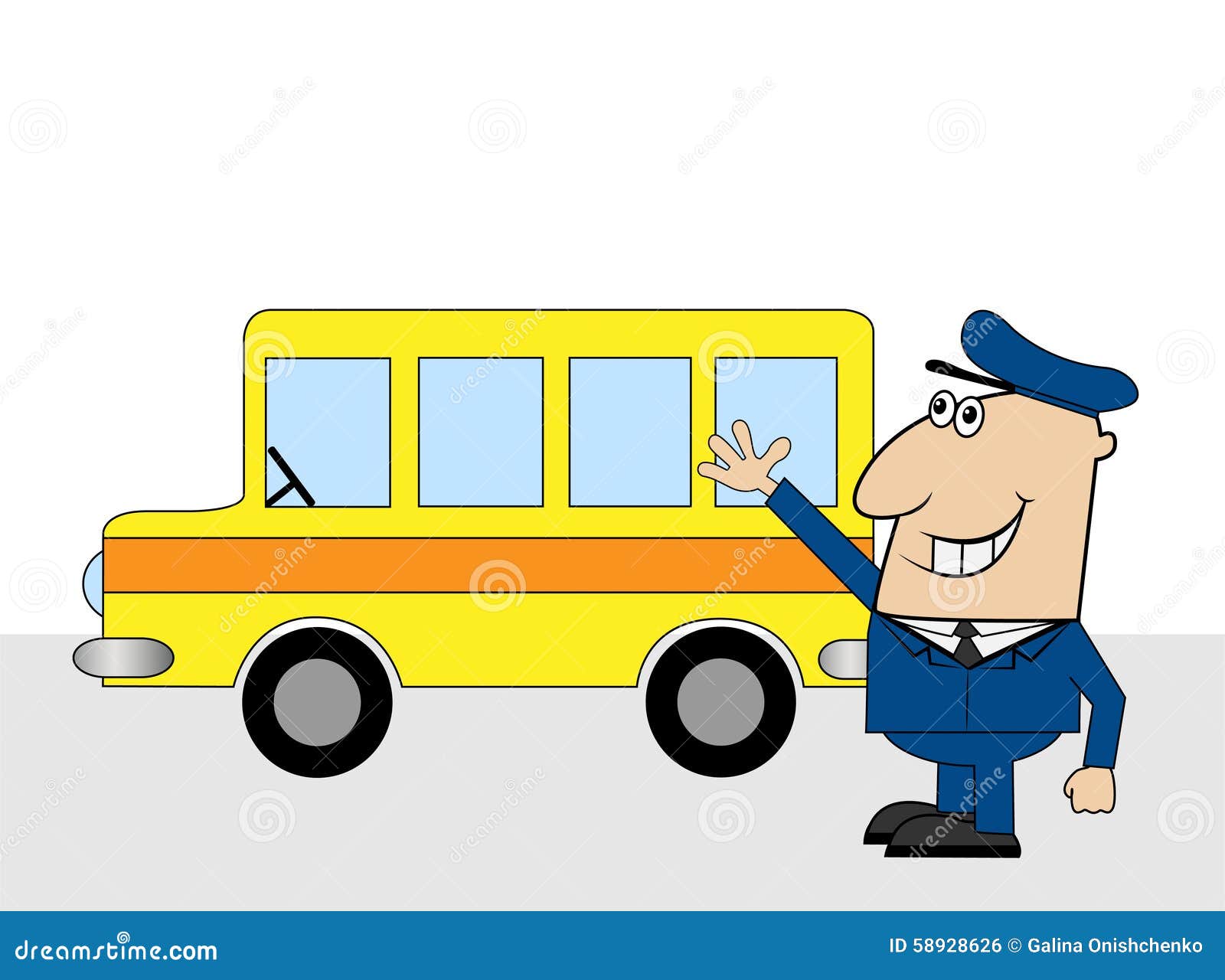 Fun bus driver stock vector. Illustration of cartoon - 58928626