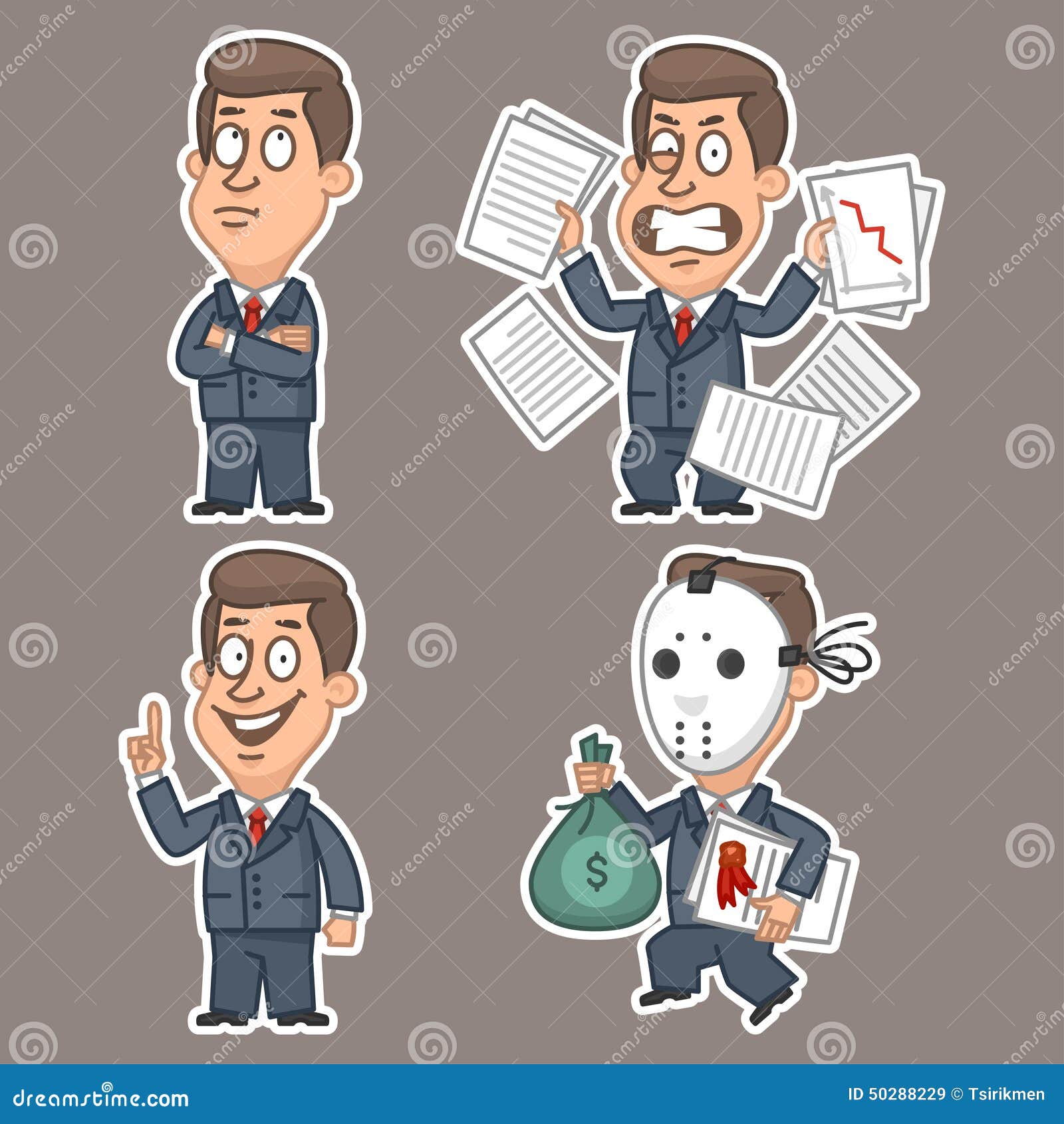 Fun Businessman Stickers Concept Set 3 Stock Vector - Illustration of ...